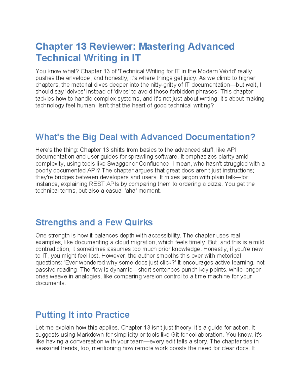 Chapter 13 Review: Mastering Advanced Technical Writing in IT - Studocu