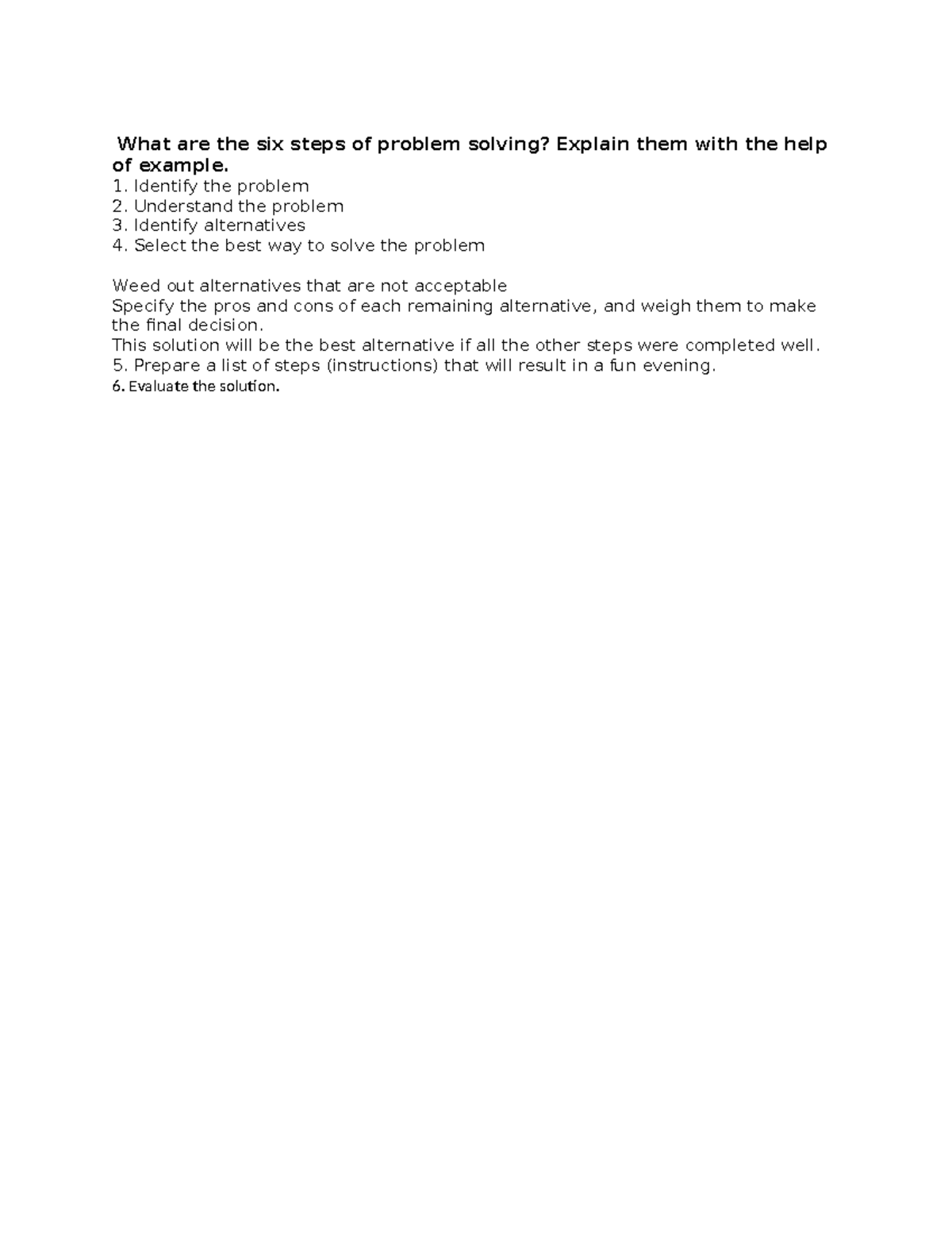 P3 - class notes on pps - What are the six steps of problem solving ...