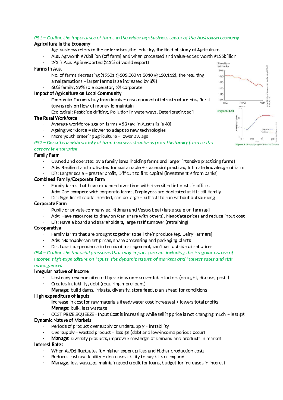 Y12 AG Study Notes - Importance of Farms in Australian Agribusiness ...
