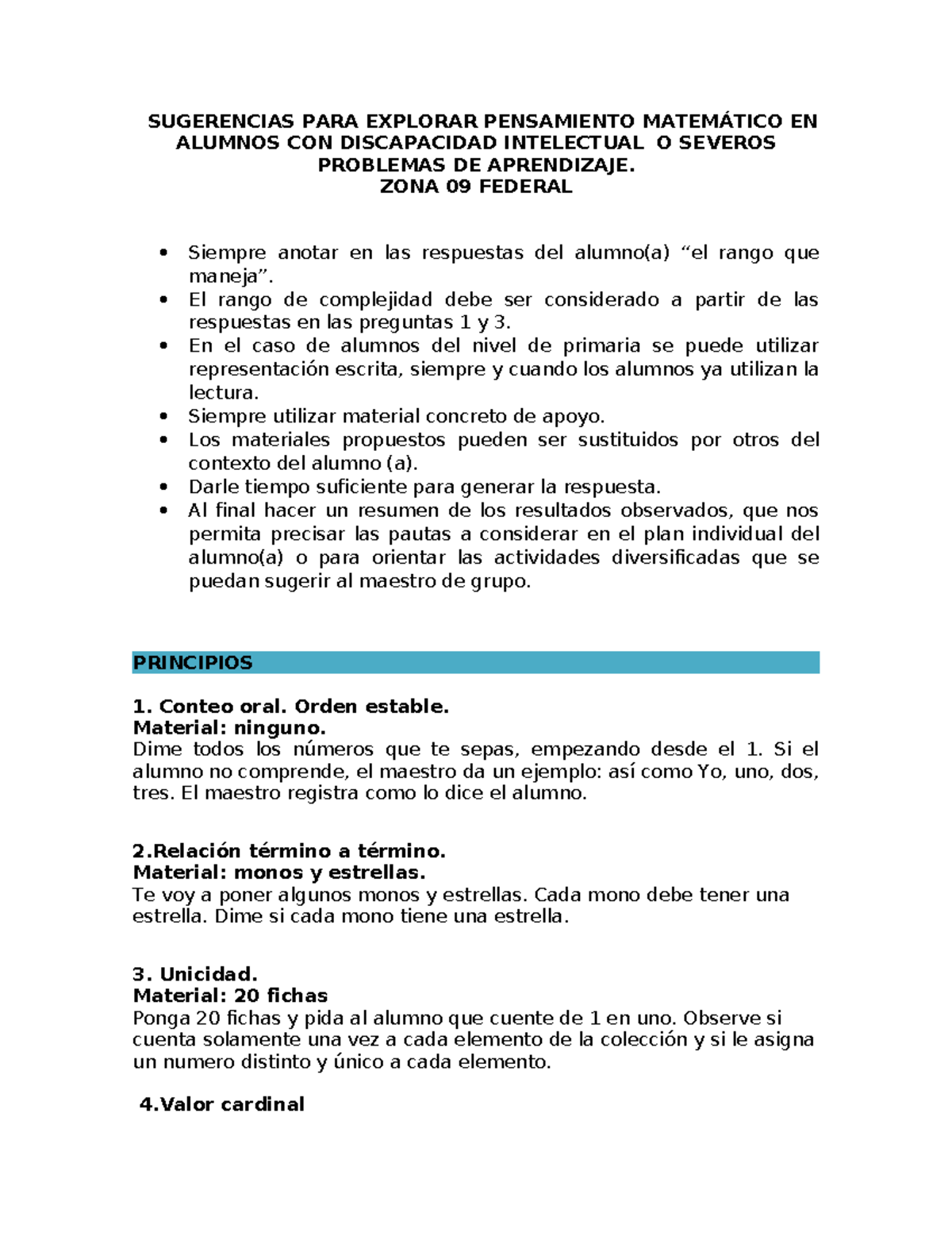 Evaluación de Pensamiento Matemático en Alumnos con Discapacidad - Zona ...