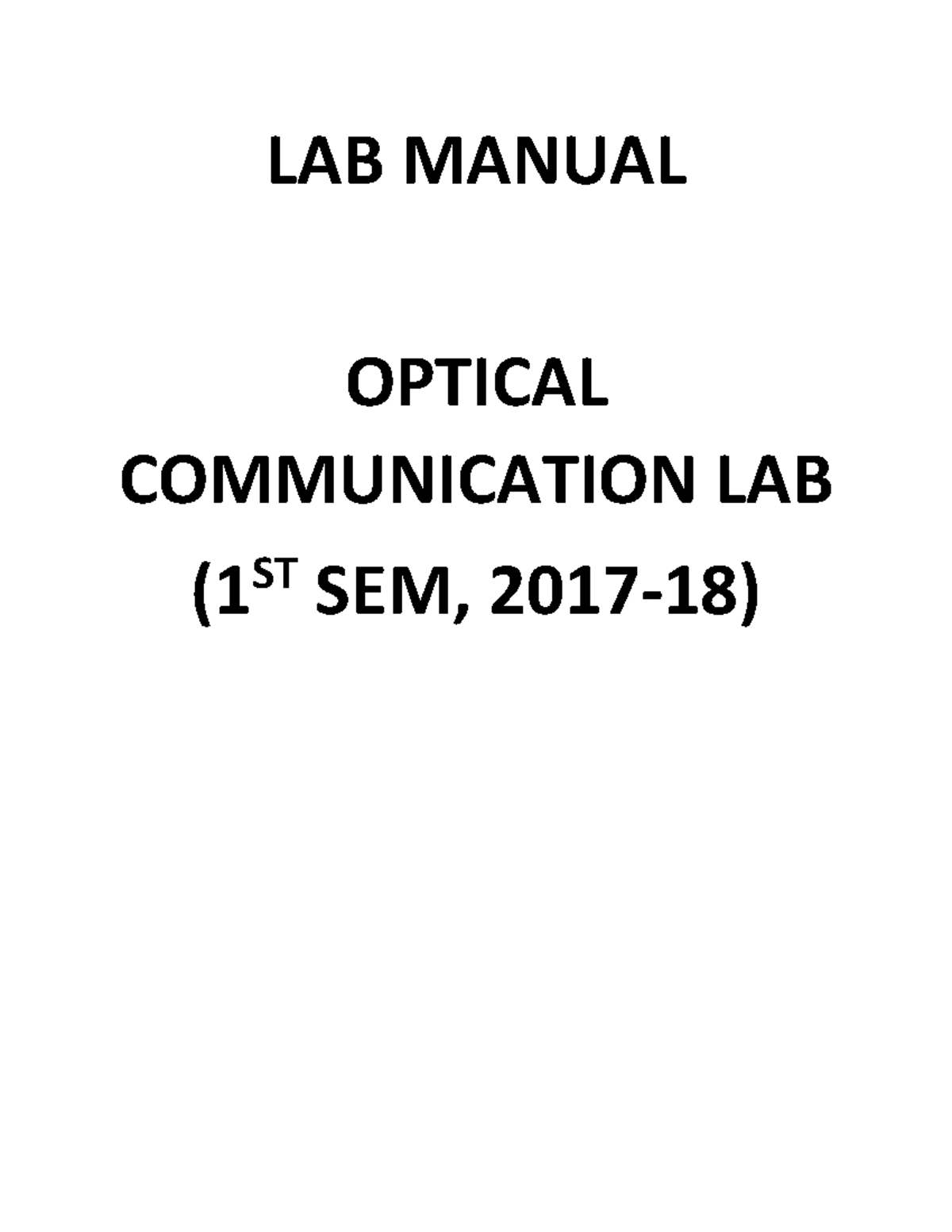 Optical Communication Lab Manual (ST Sem, 2017-18) - Studocu
