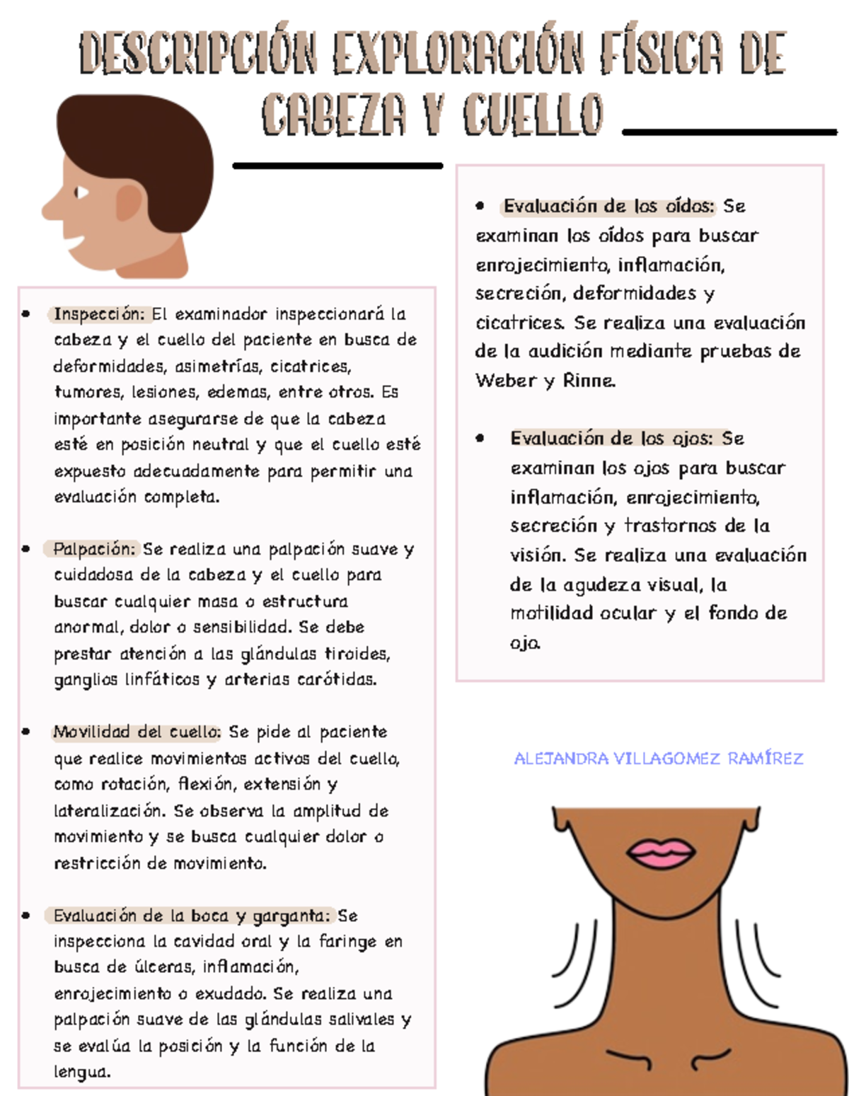 H. Clínica - Apunte de exploración física de cabeza y cuello - Descripción exploración física de ...