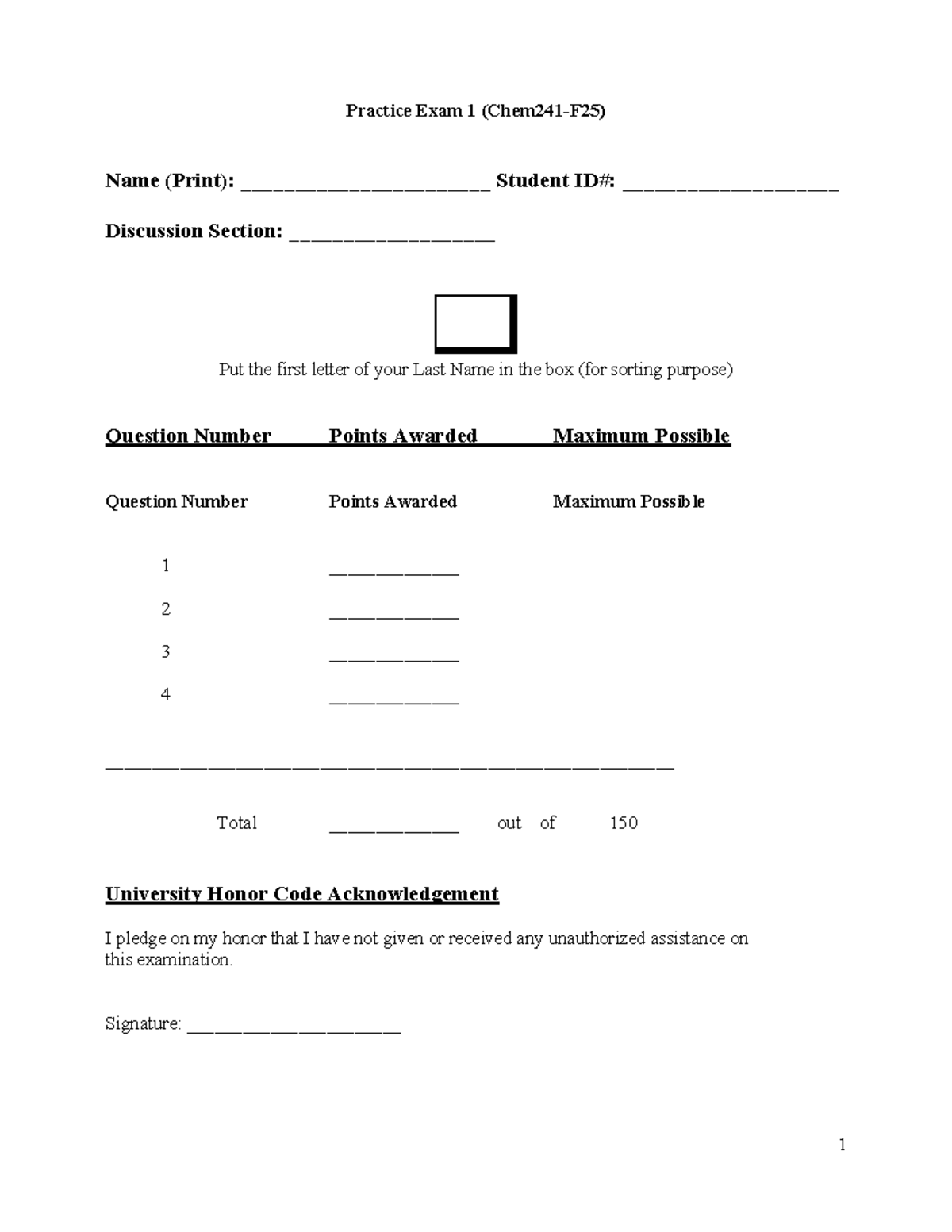 Practice Exam 1 (Chem241-F25): Reactions & Mechanisms Overview - Studocu