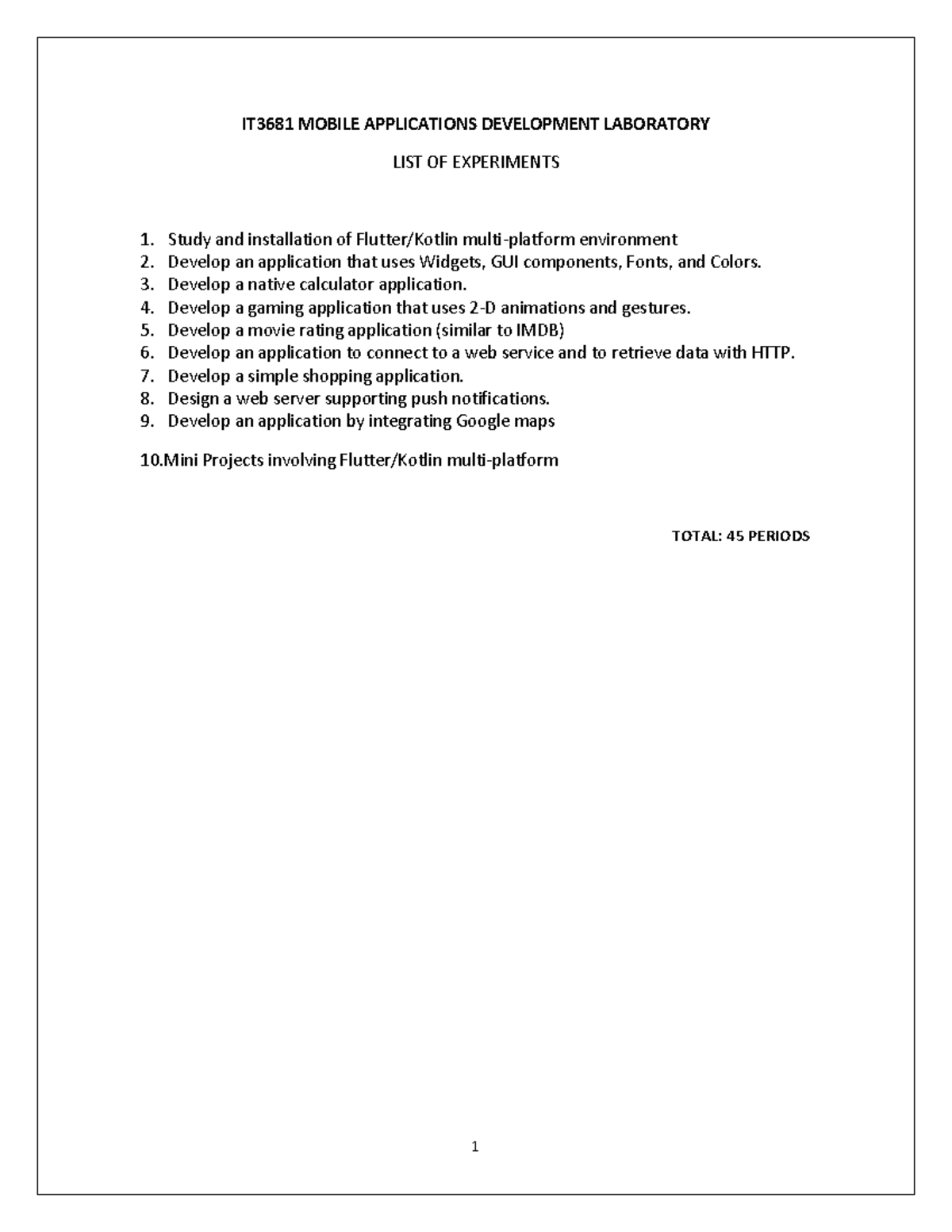 IT3681 Lab Guide: Mobile App Development with Flutter/Kotlin - Studocu