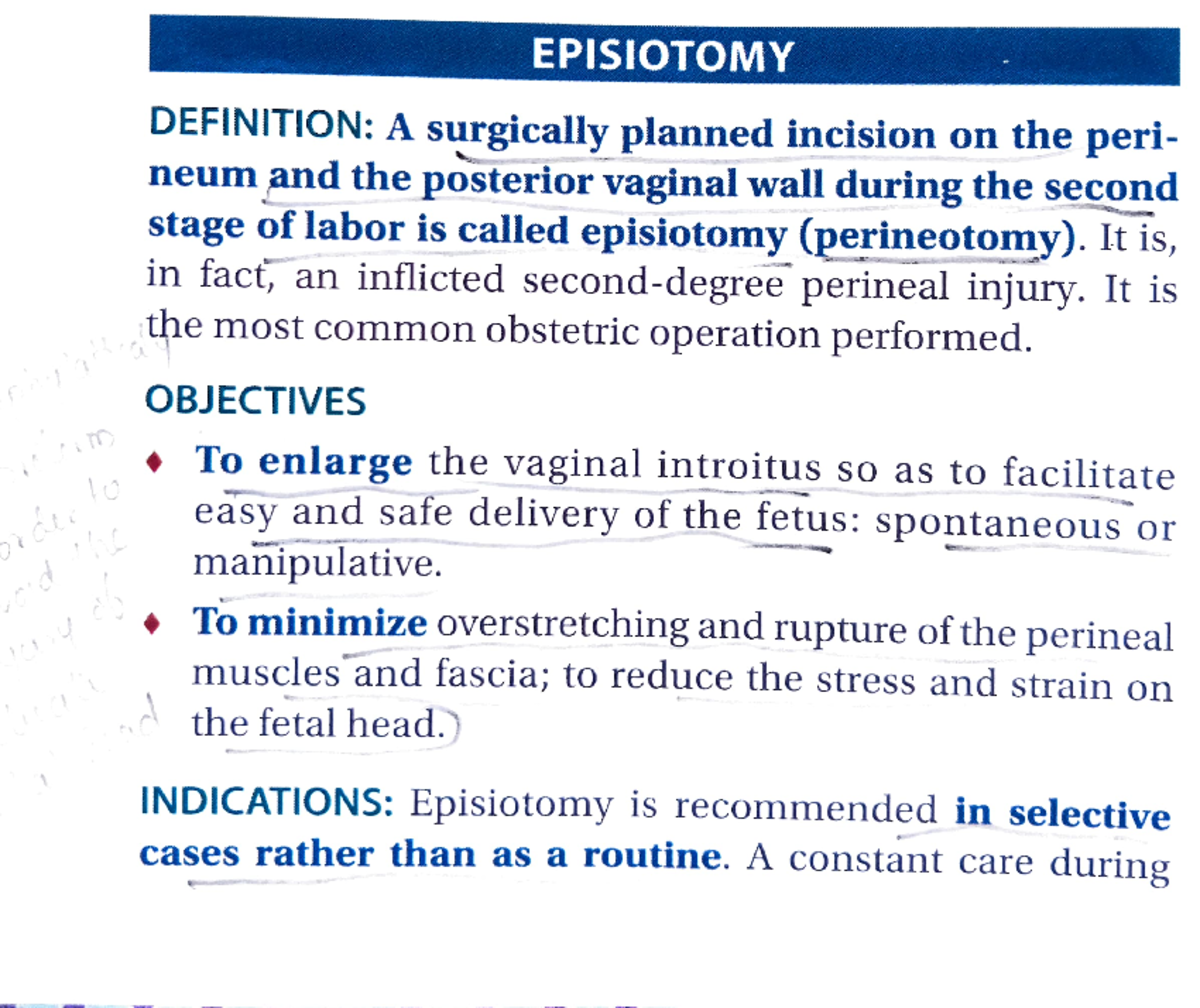 Episiotomy - Obstetrics Lecture Notes (OBG 101) - Studocu