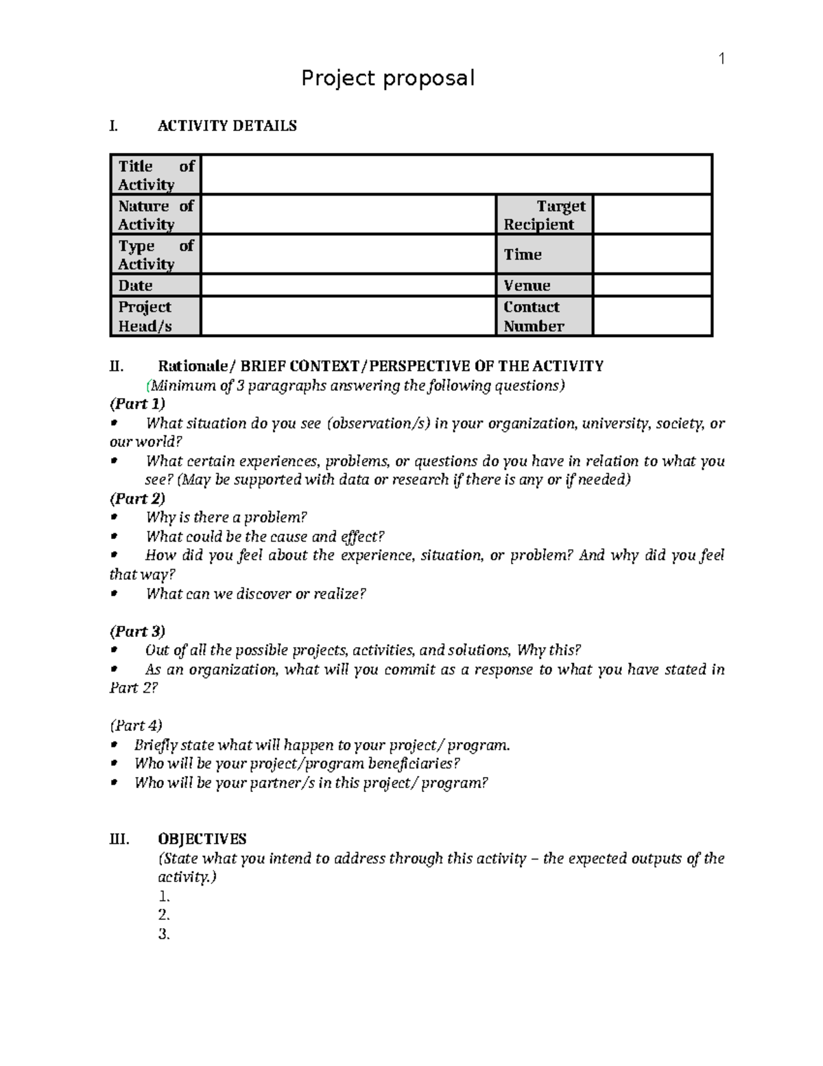 Project-proposal-1 - Homework - Project proposal I. ACTIVITY DETAILS ...