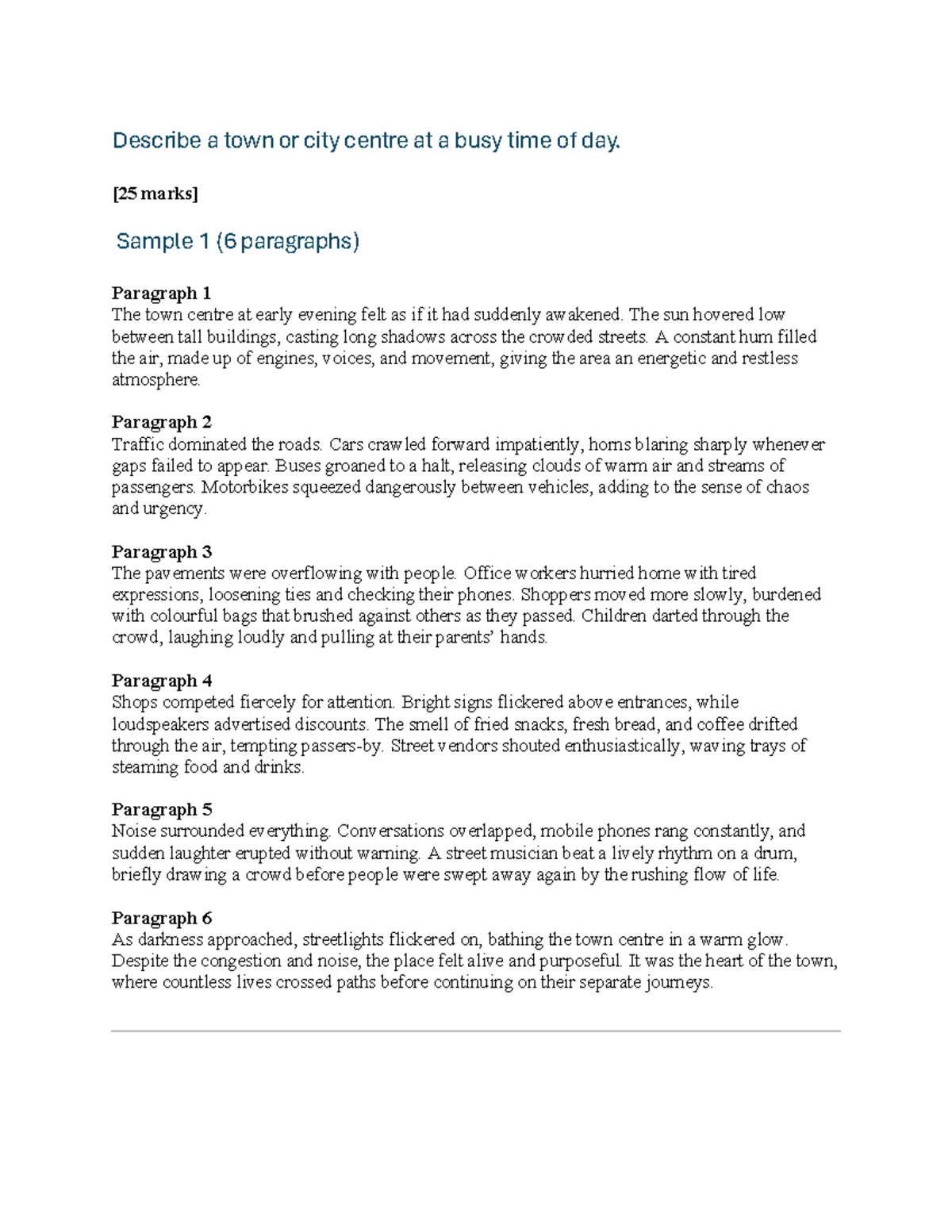 Descriptive Writing Samples (260125, 224213): Scenes of Life and ...