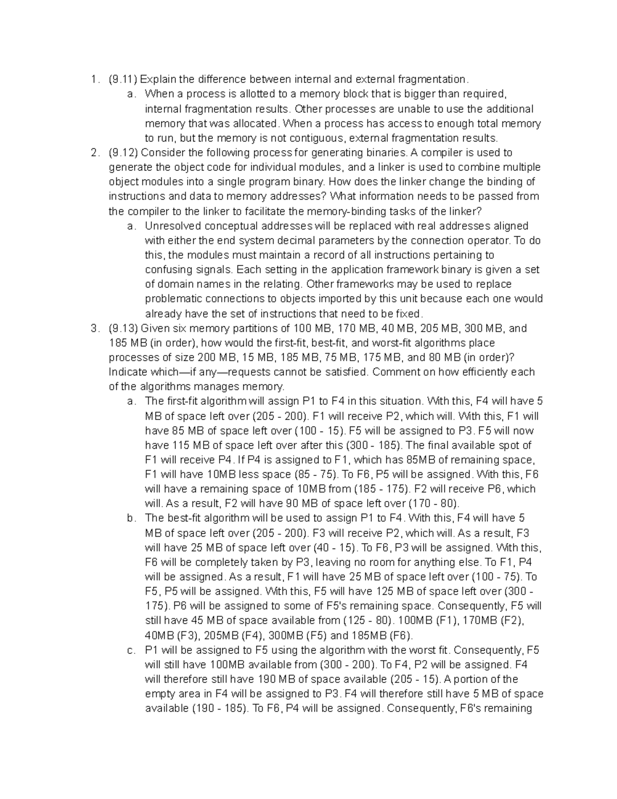CS350 Chapter 9: Memory Management and Fragmentation Explained - Studocu