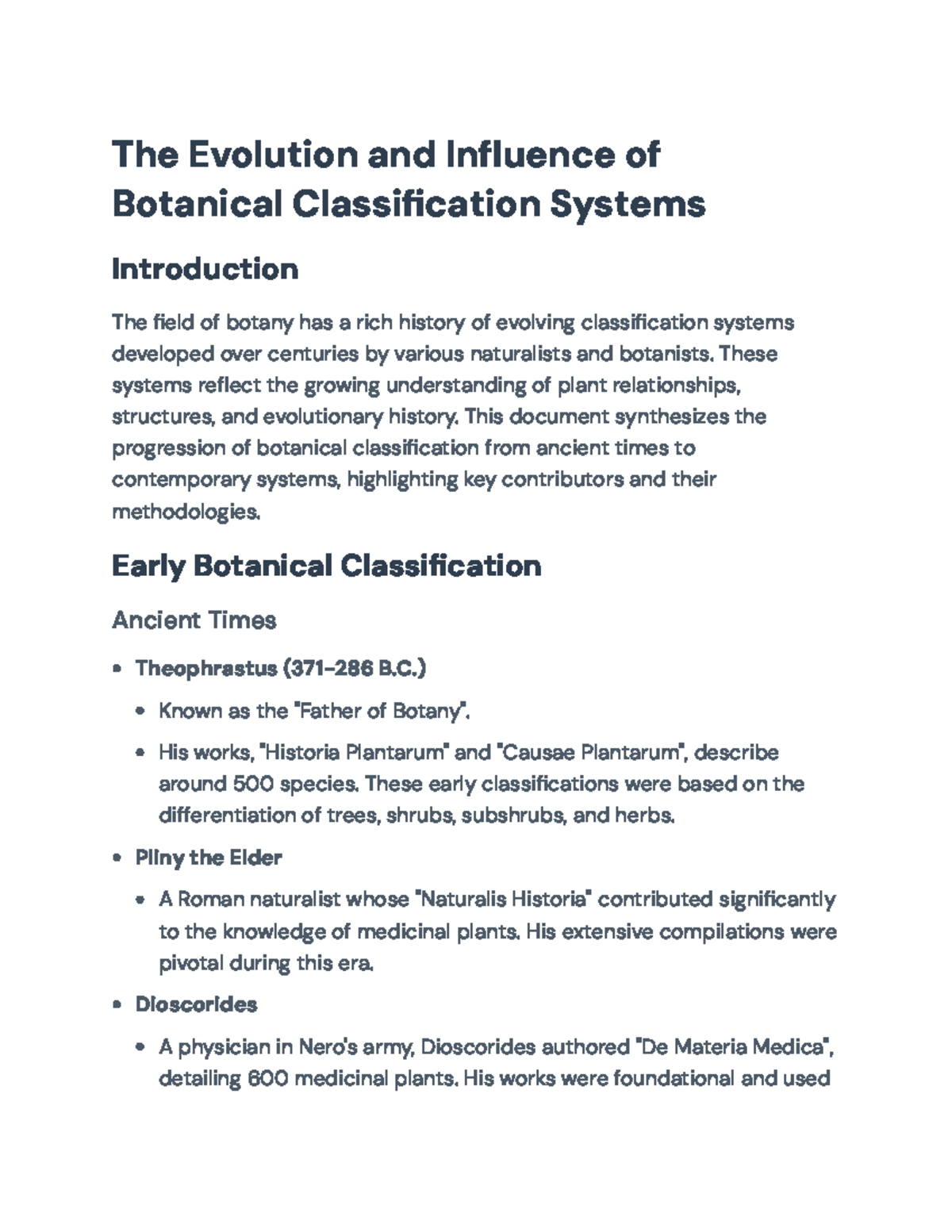 Evolution of Botanical Classification Systems: From Ancient to Modern ...