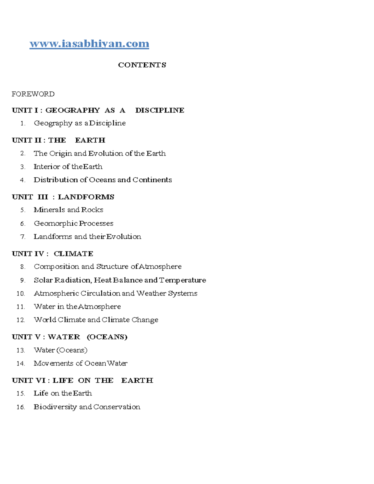 Fundamentals of Physical Geography Class XI - Unit Overview and Key ...