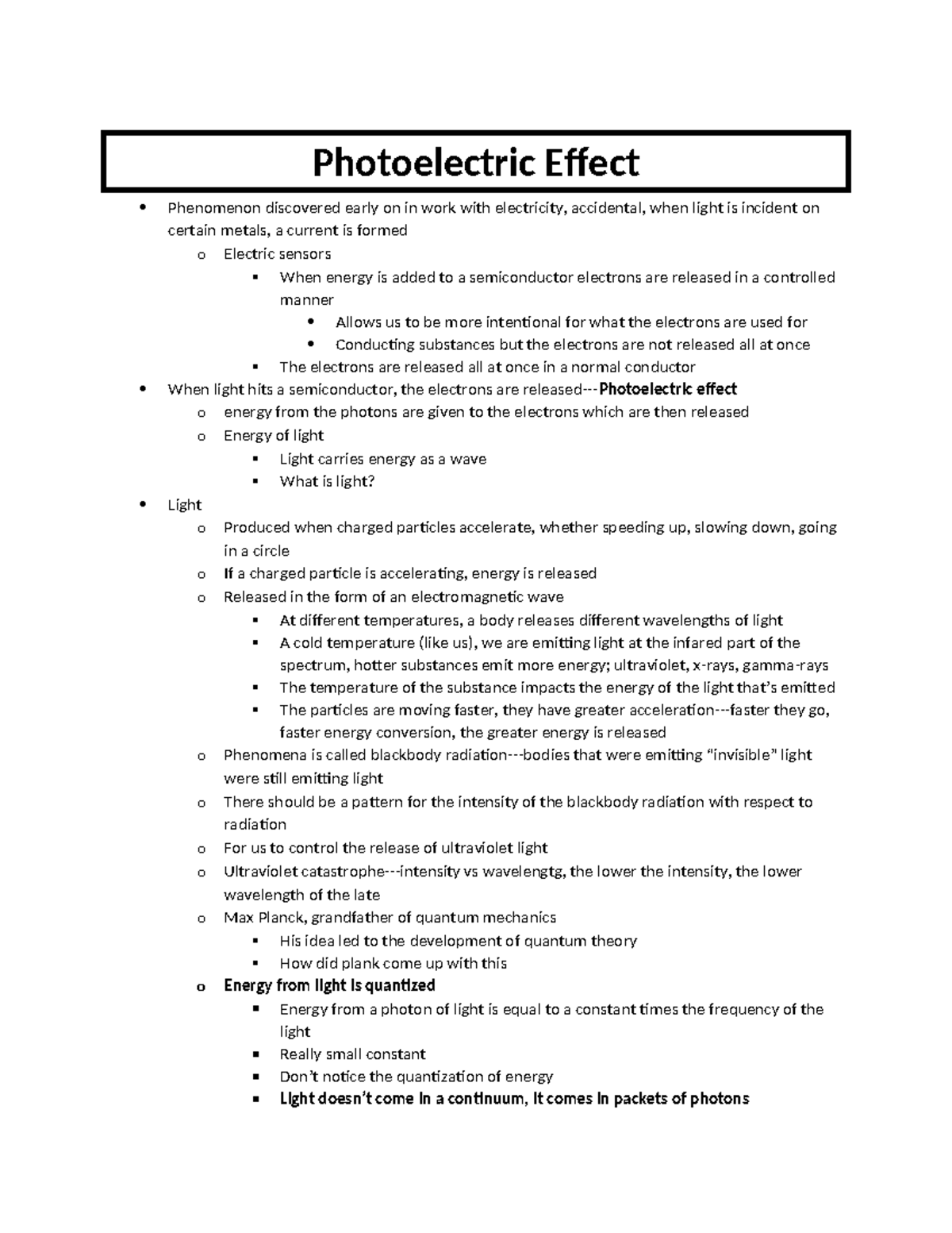 PHYS 101 Lecture Notes: Understanding the Photoelectric Effect - Studocu