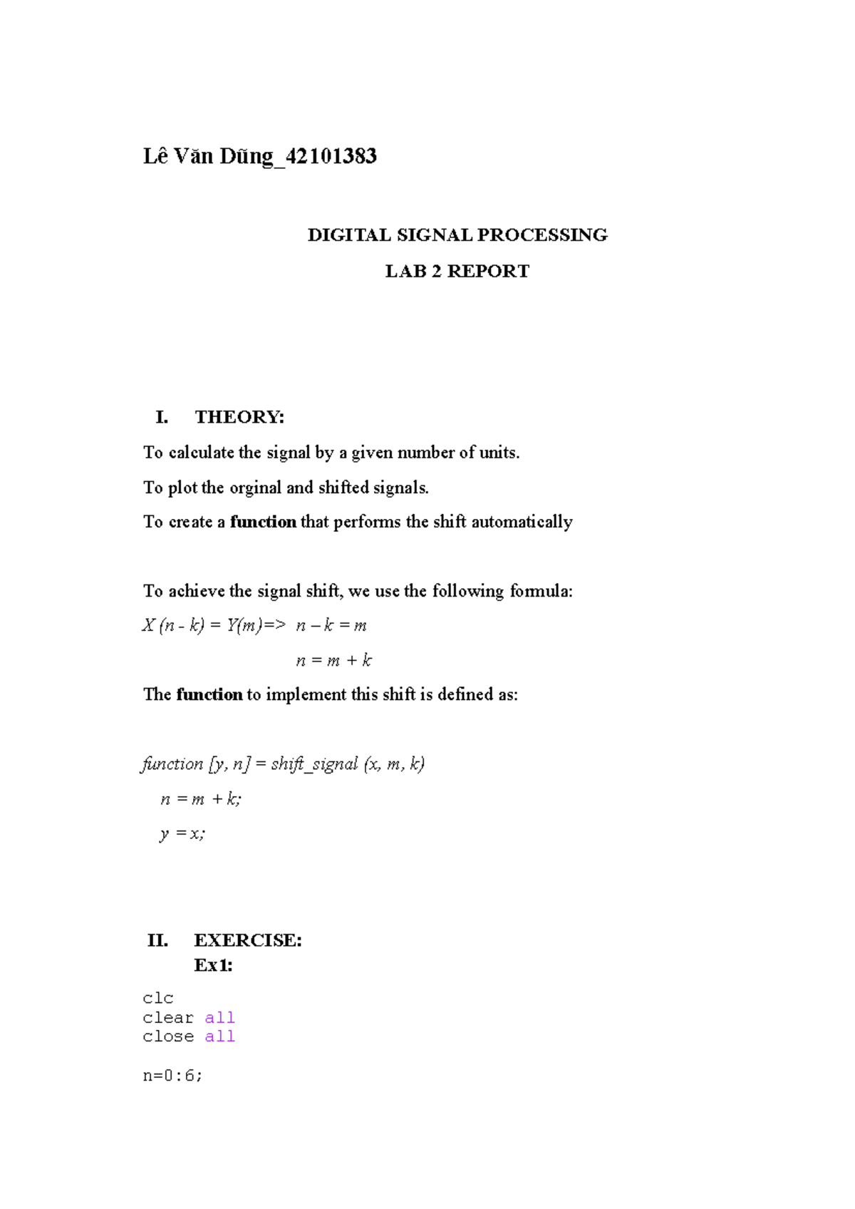 DIGITAL SIGNAL PROCESSING LAB 2 REPORT - 42101383 - Studocu