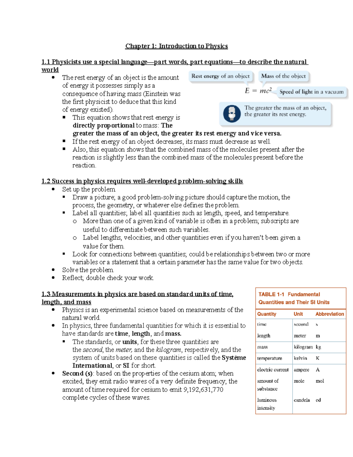 Physics 1 - Chapter 1: Intro to Physics & Measurements Notes - Studocu