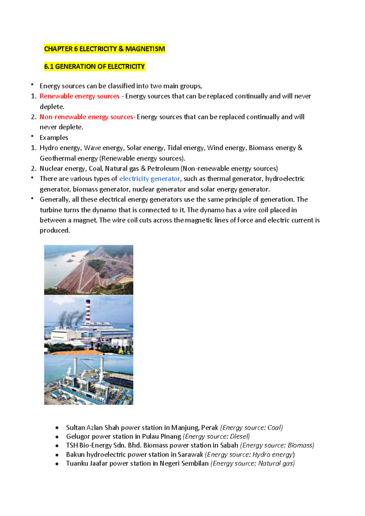 Form 3 Chapter 6 Electricity Part 1 - Science - Studocu