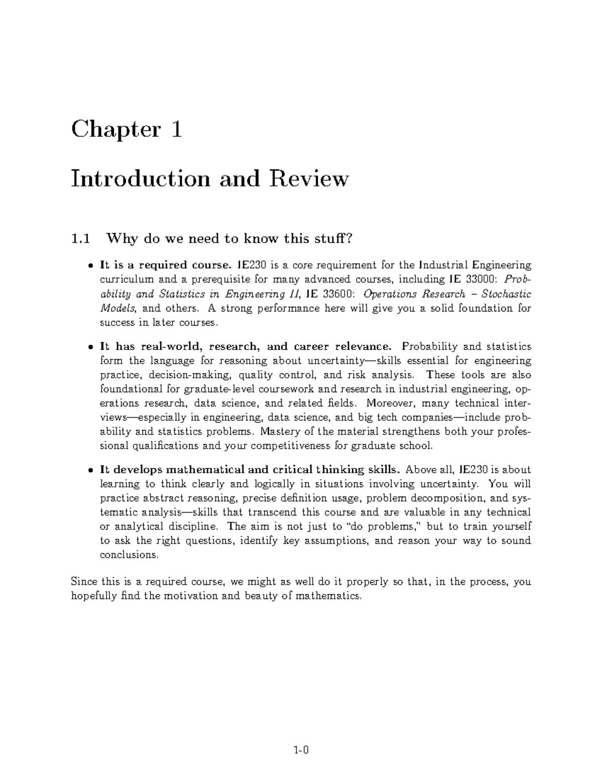 IE 230 Class Notes: Chapter 1 - Introduction & Set Theory Review - Studocu