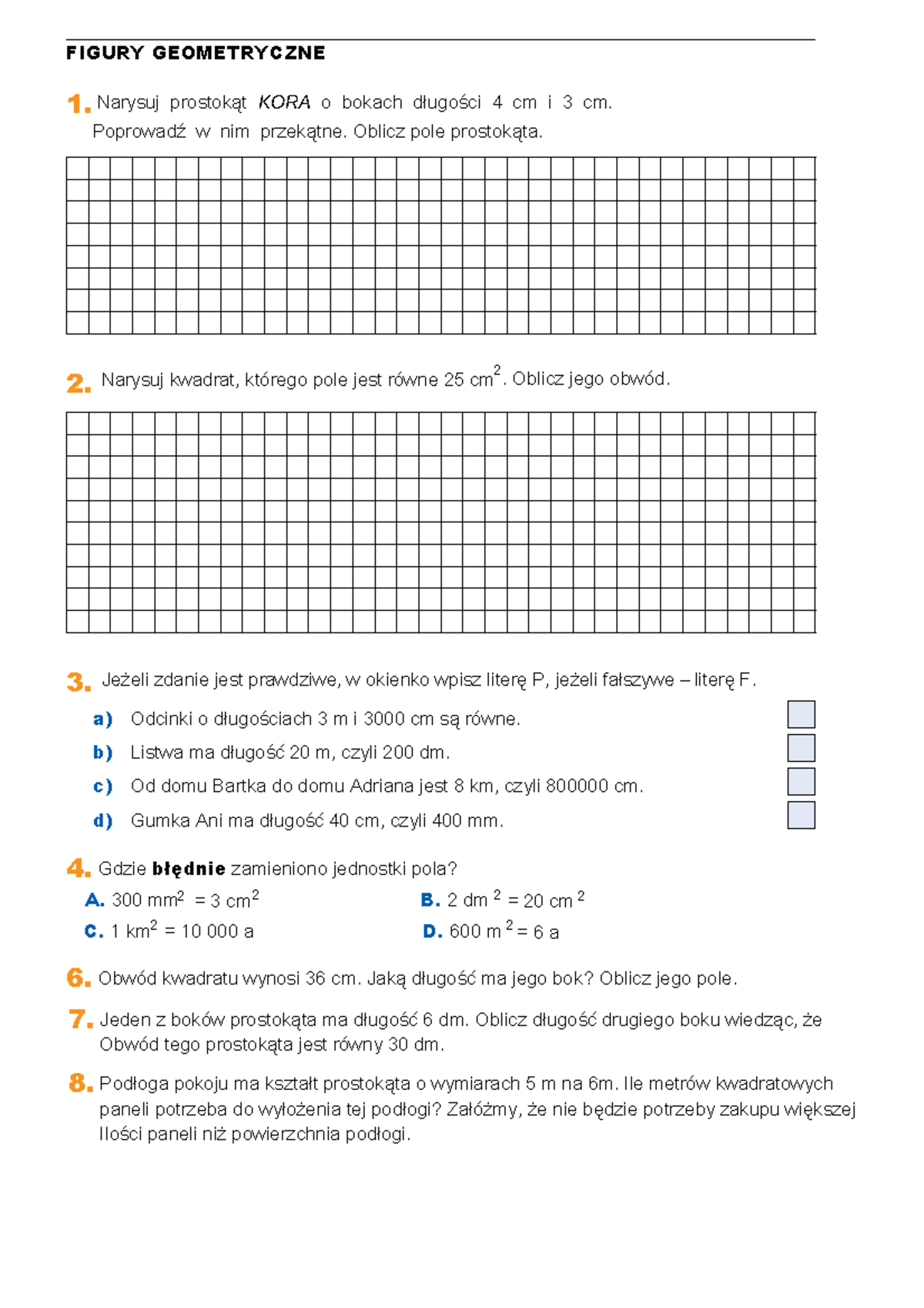 Figury Geometryczne - Klasa 4: Ćwiczenia i Obliczenia - Studocu