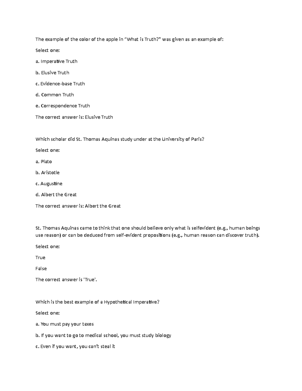 PHIL 201: Past Graded Quiz 6 - Truth, Ethics, and Morality Analysis ...