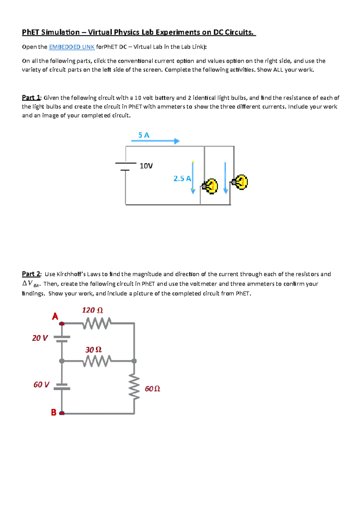 PhET Lab on DC Circuits: Virtual Experiments and Analysis Guide - Studocu