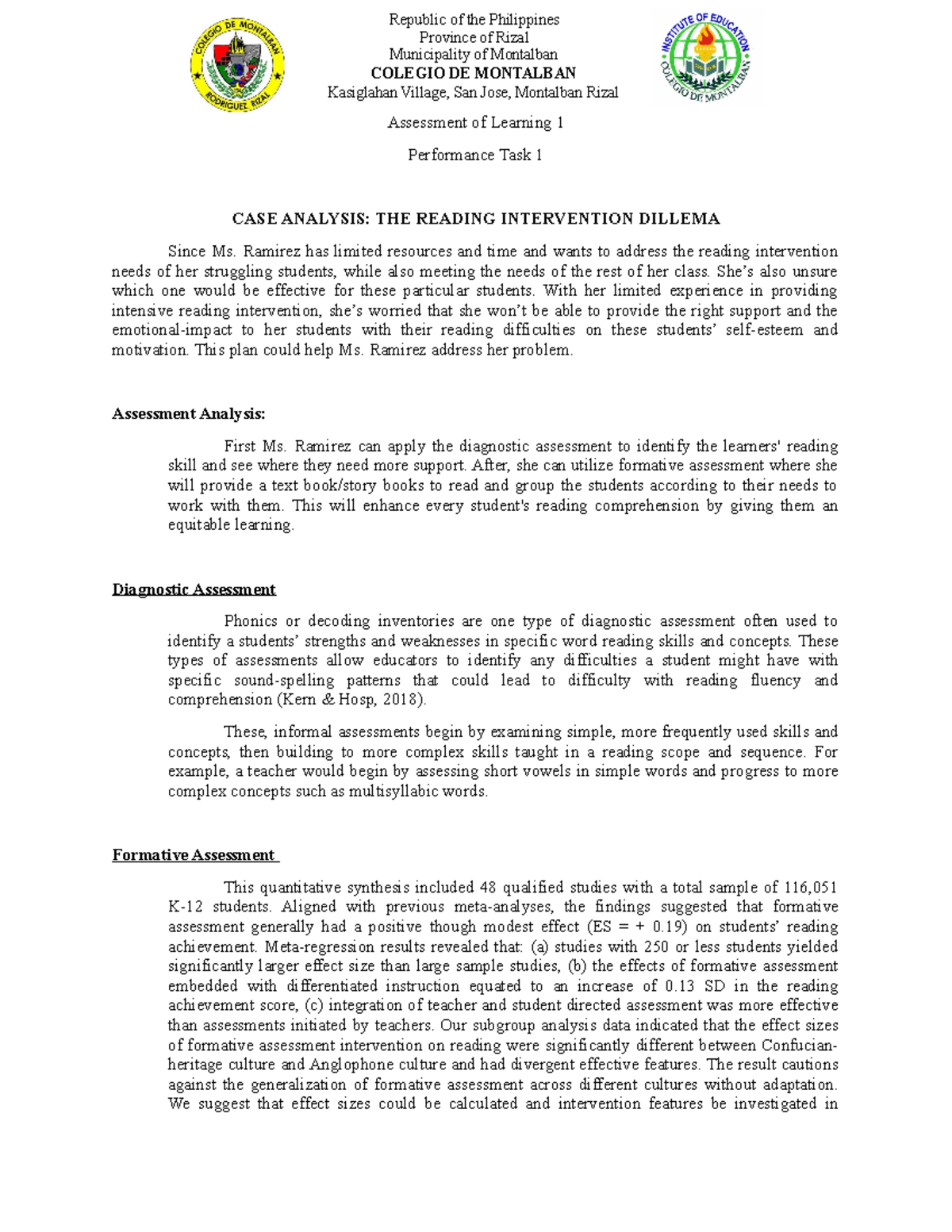 CASE Study on Reading Intervention Strategies for Struggling Students ...