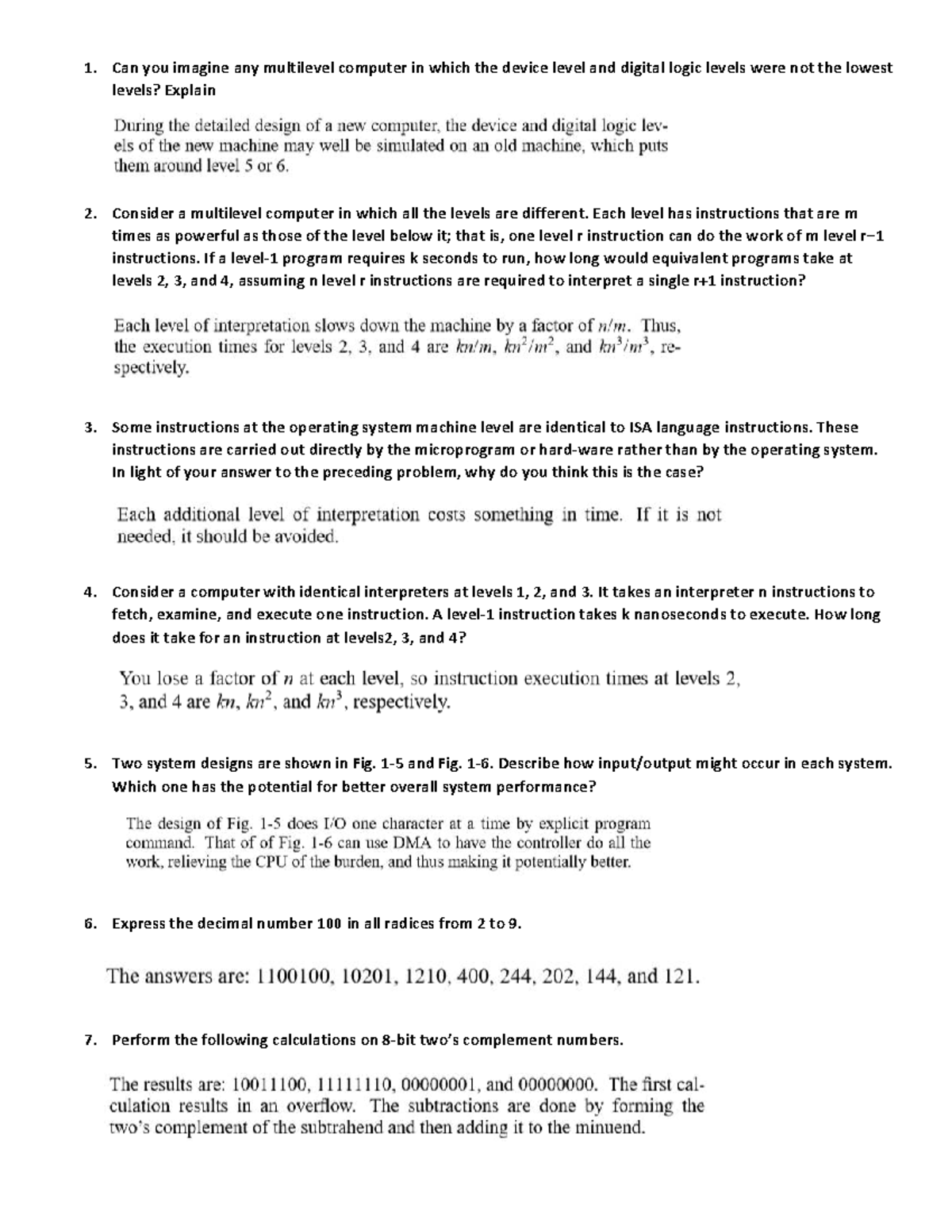 CS101: Exercises on Floating-Point Numbers & Multilevel Computers - Studocu