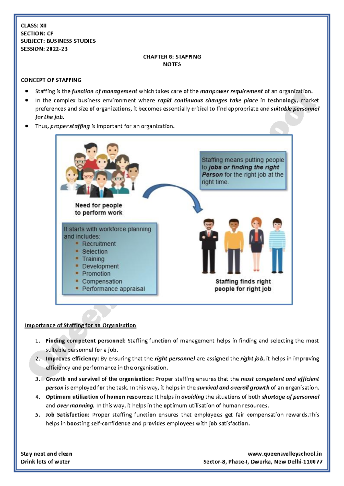 XII BST Chapter 6: Staffing Notes and Human Resource Management - Studocu