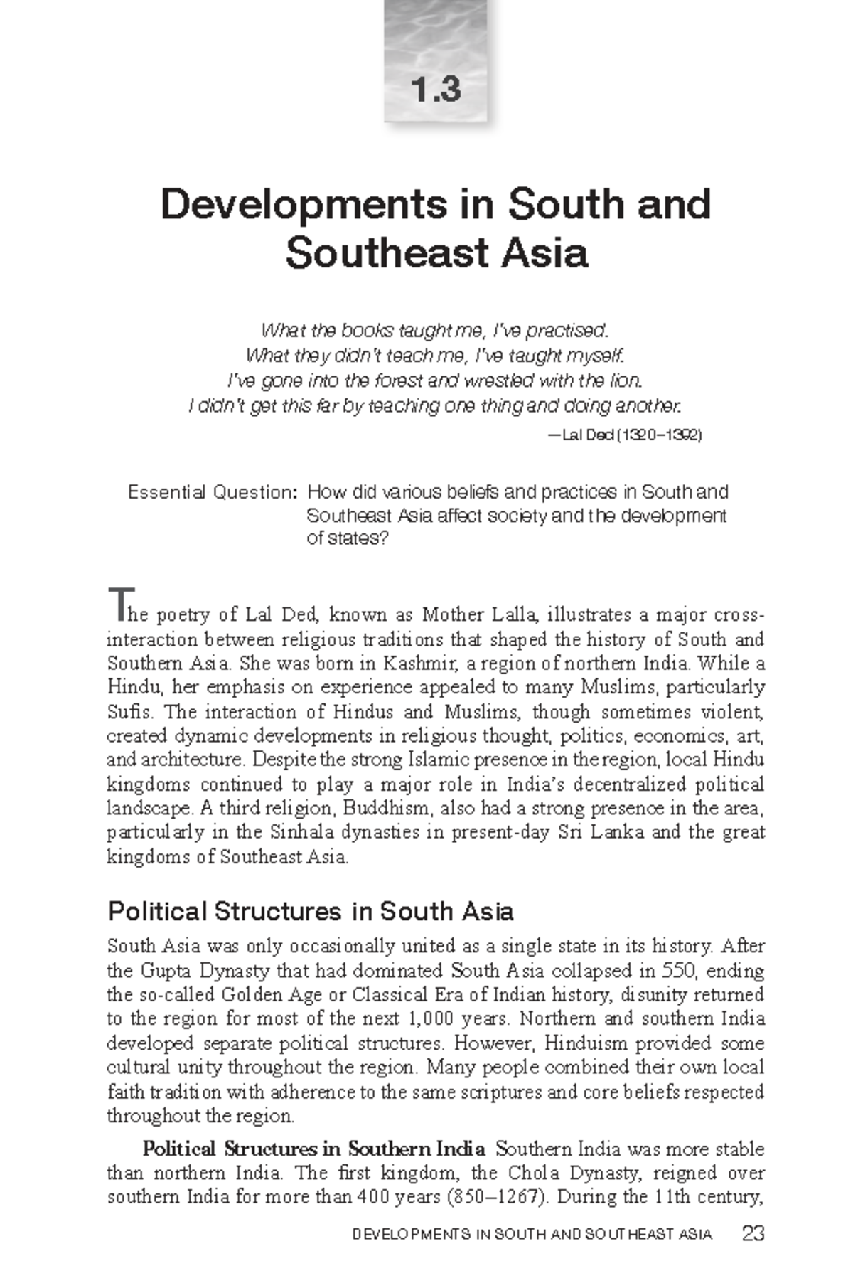 Developments in South and Southeast Asia: A Historical Overview (1.3 ...