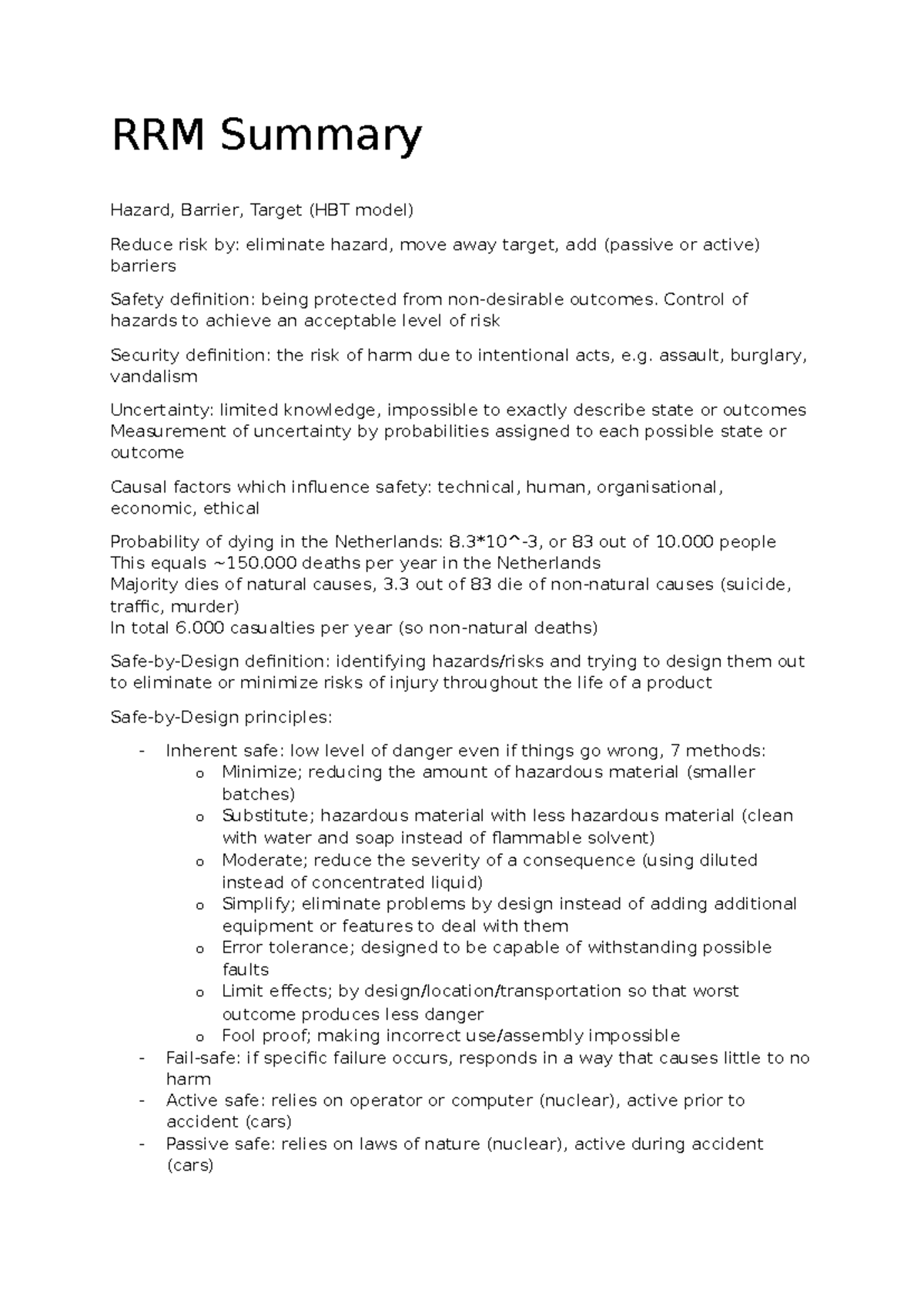 RRM Summary: Hazard, Barrier, Target Model for Risk Management ...