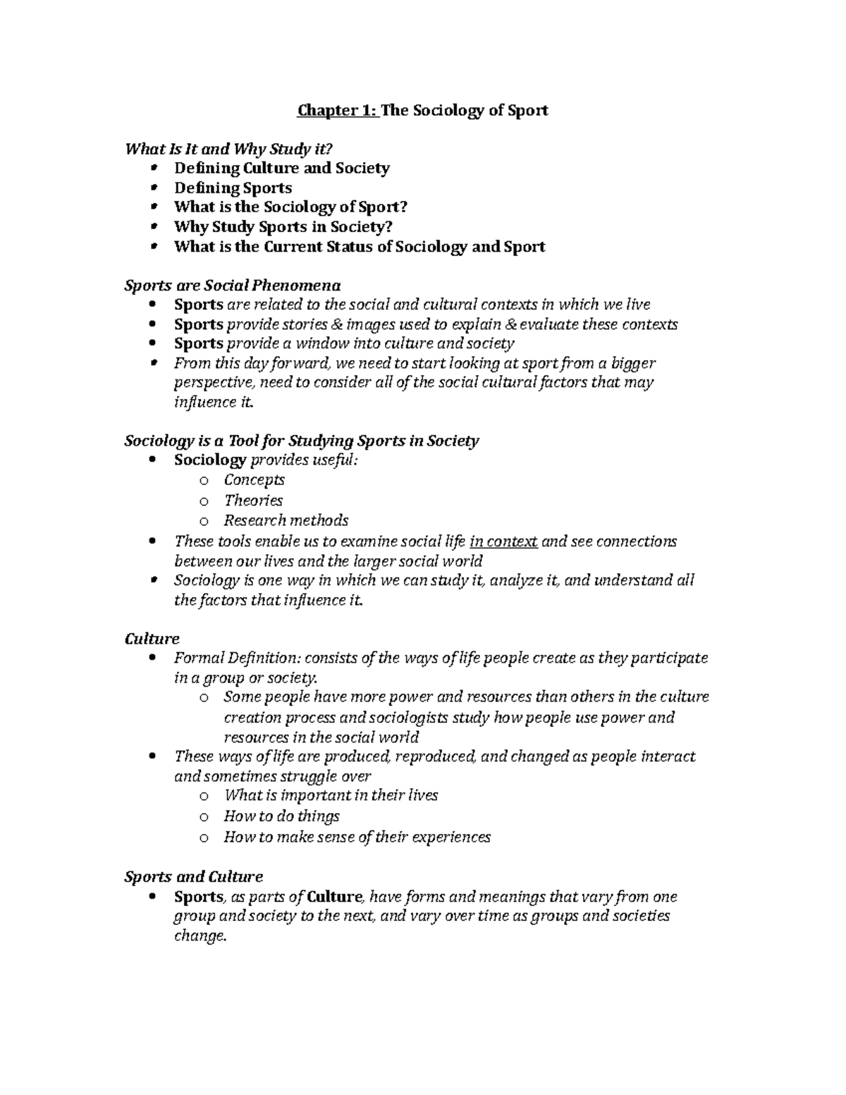 Chapter 1: hmkn 302 - Summary of the Sociology of Sport - Studocu