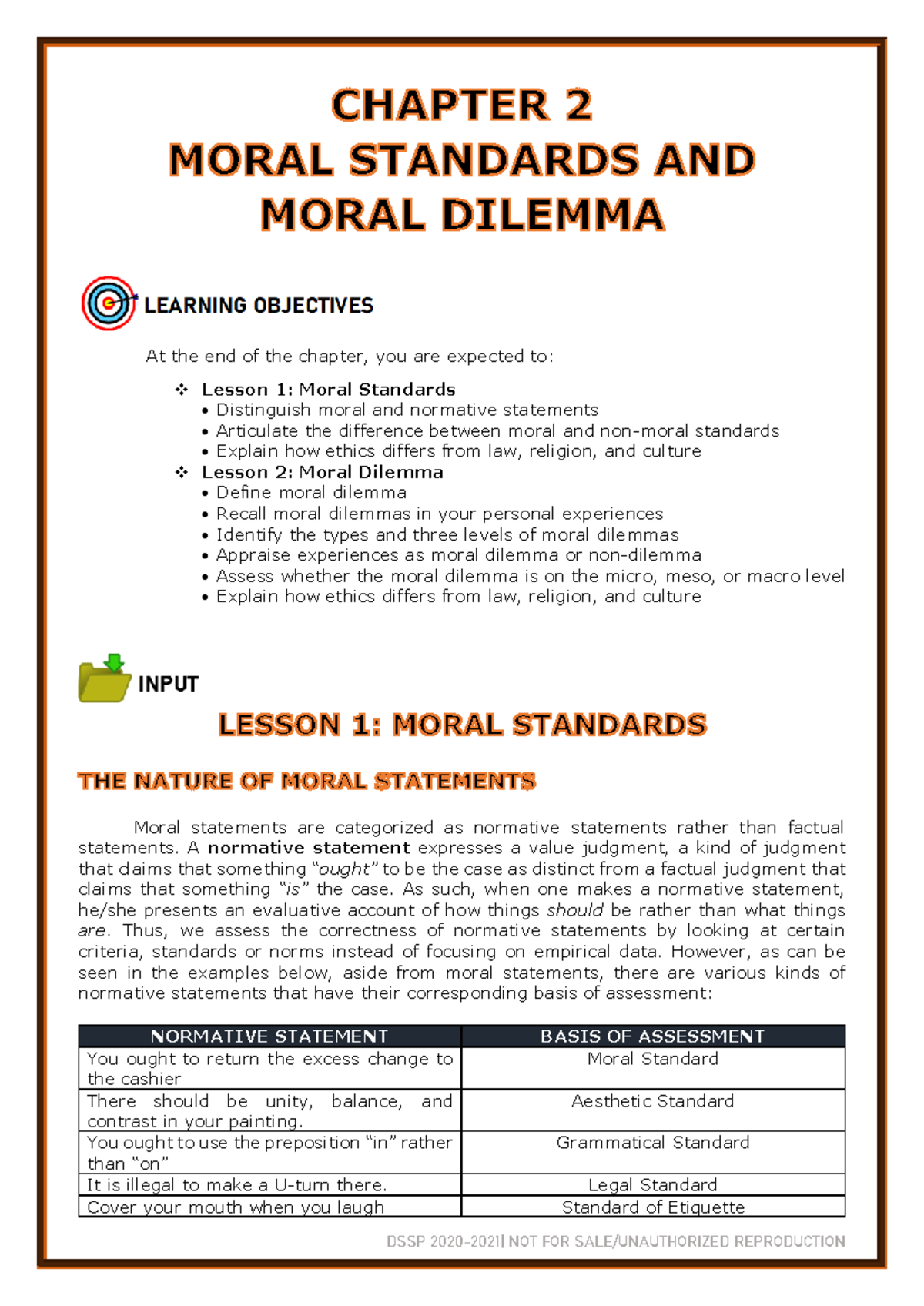 Chapter 2: Understanding Moral Standards and Dilemmas in Ethics - Studocu
