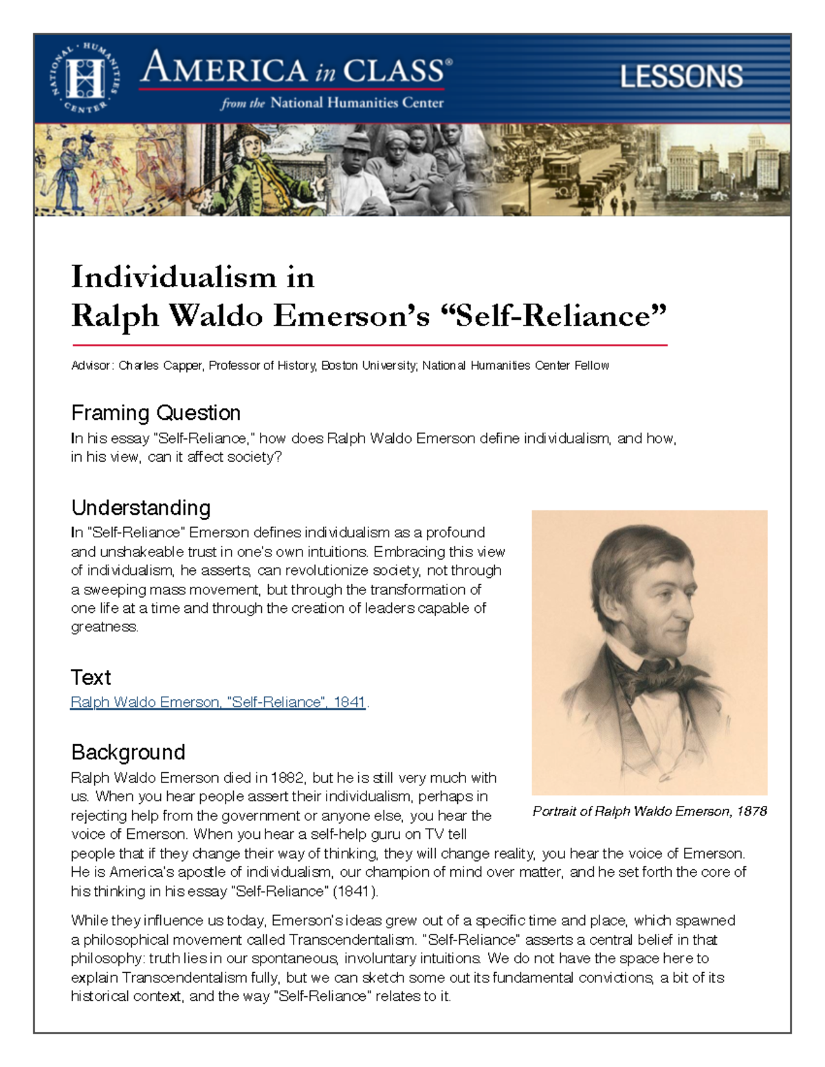 Emerson Lesson-Student Version-h5 - Individualism in Ralph Waldo ...