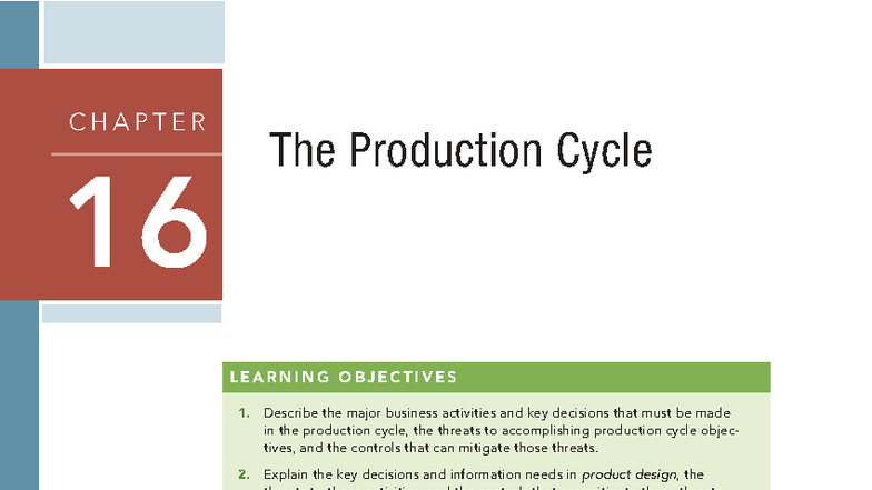 CH16: The Production Cycle - Key Concepts and Case Study Insights - Studocu
