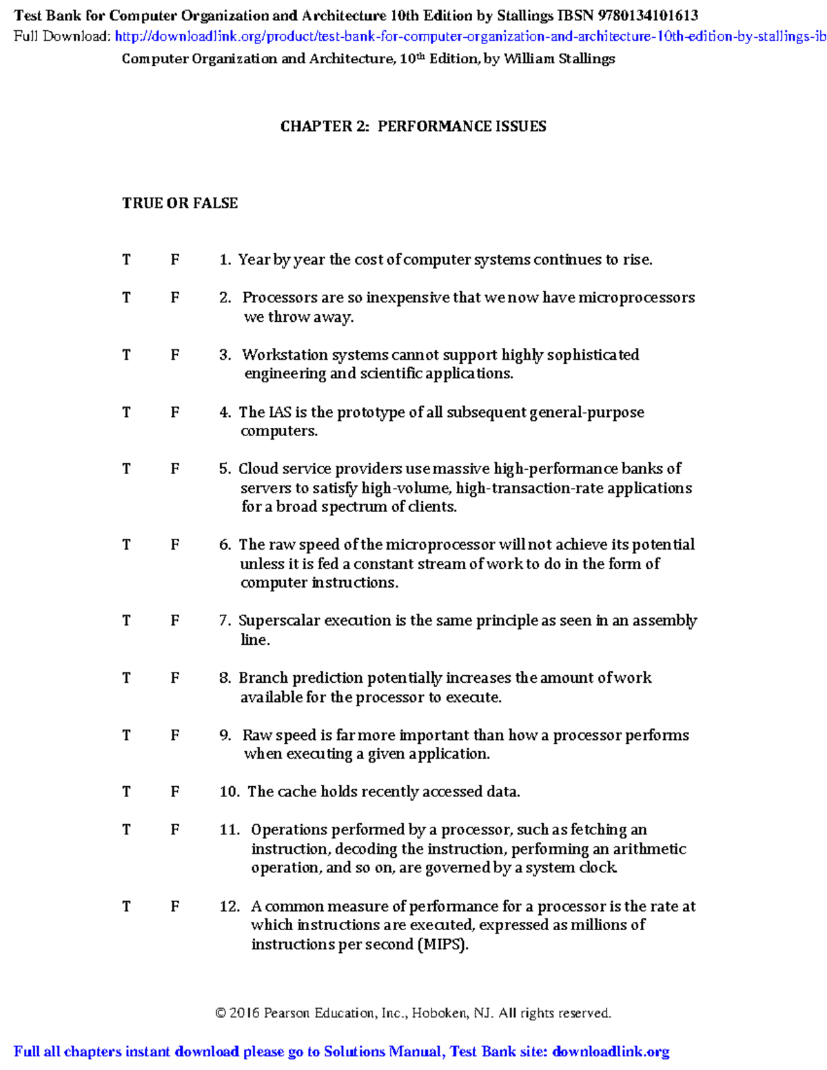 Test bank for computer organization and architecture 10th edition by ...