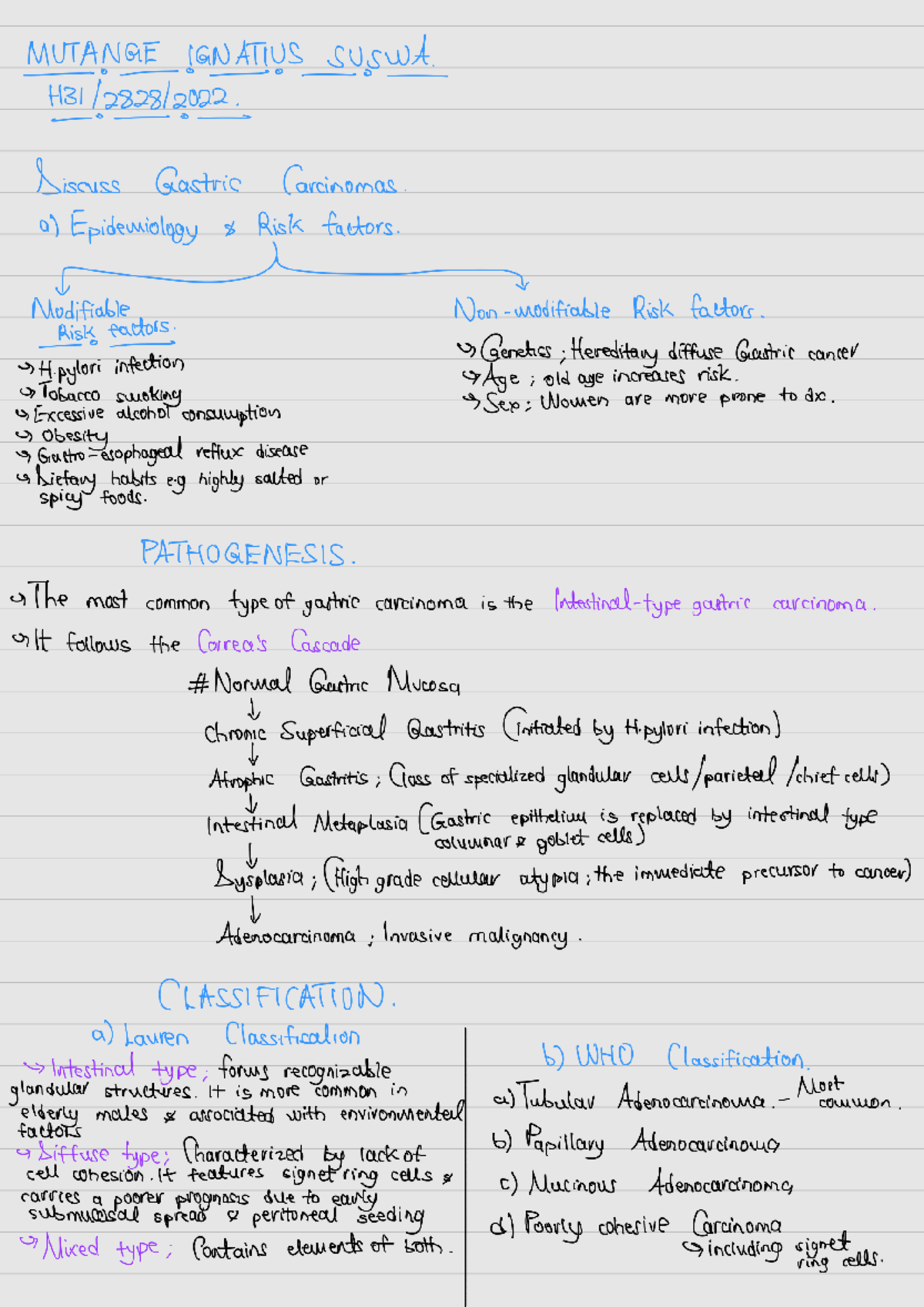 Gastric Carcinomas: Epidemiology & Pathogenesis (260113) - Studocu