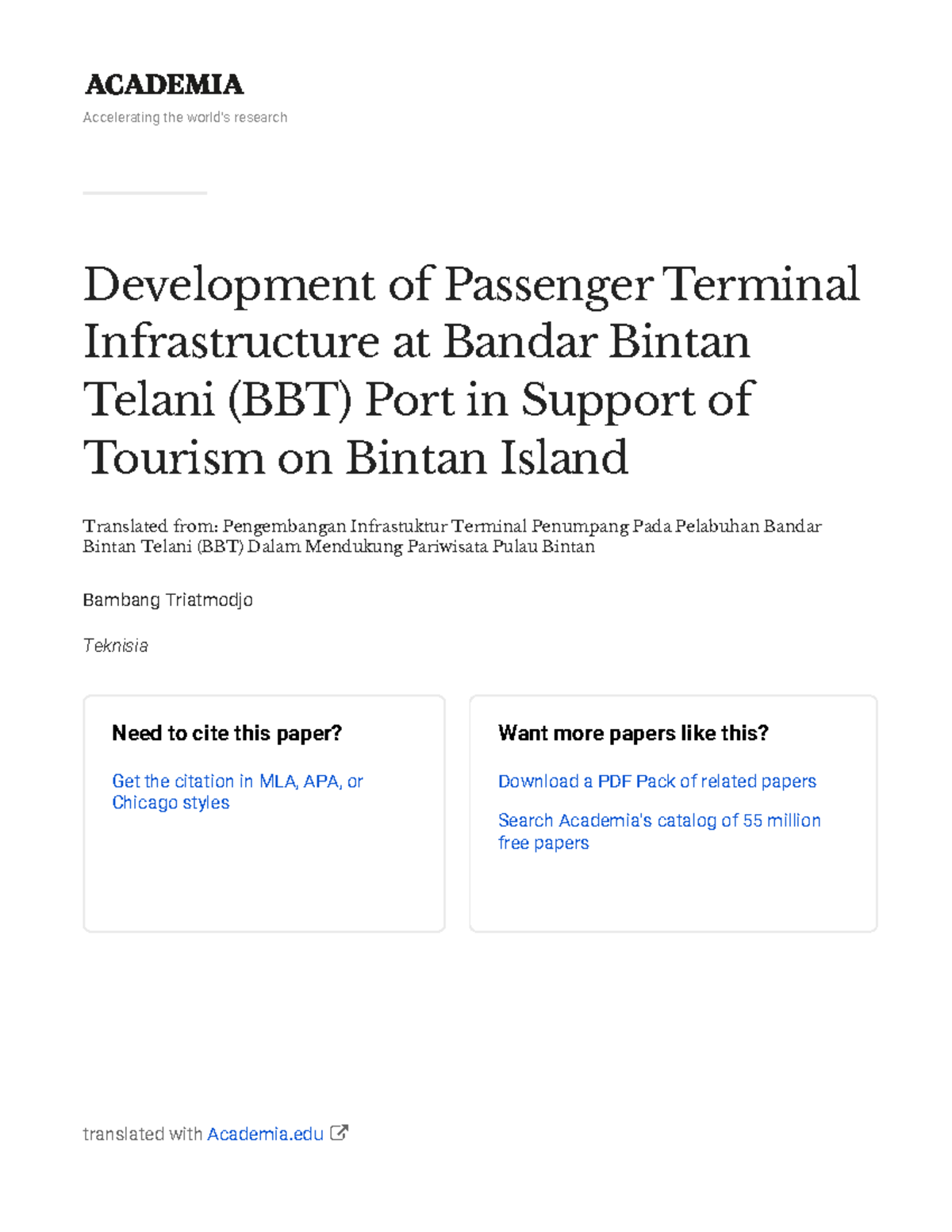 Pengembangan Infrastuktur Terminal Penumpang Pada Pelabuhan Bandar ...
