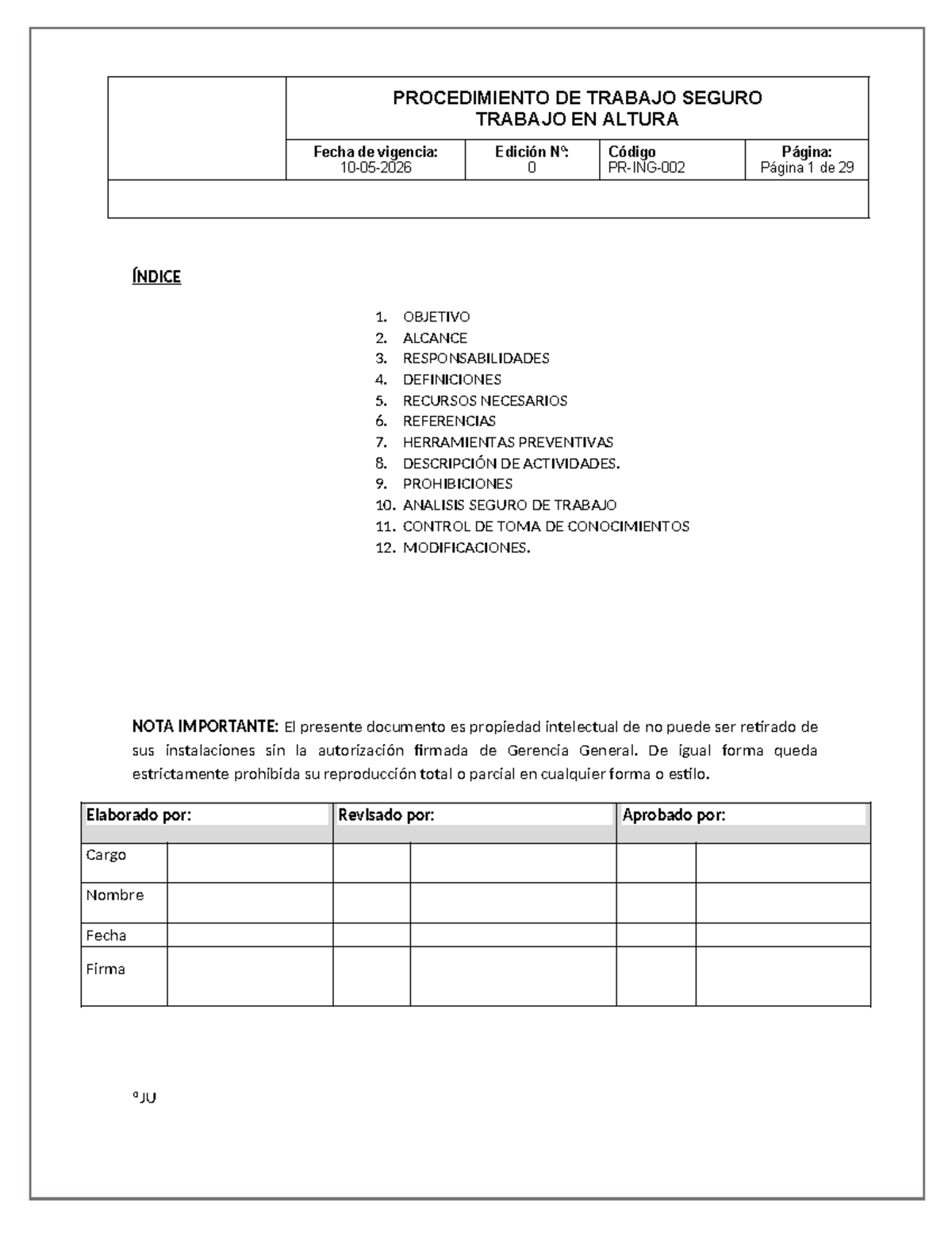 Procedimiento Seguro para Trabajo en Altura - 2.-PR-ING-002 - Studocu