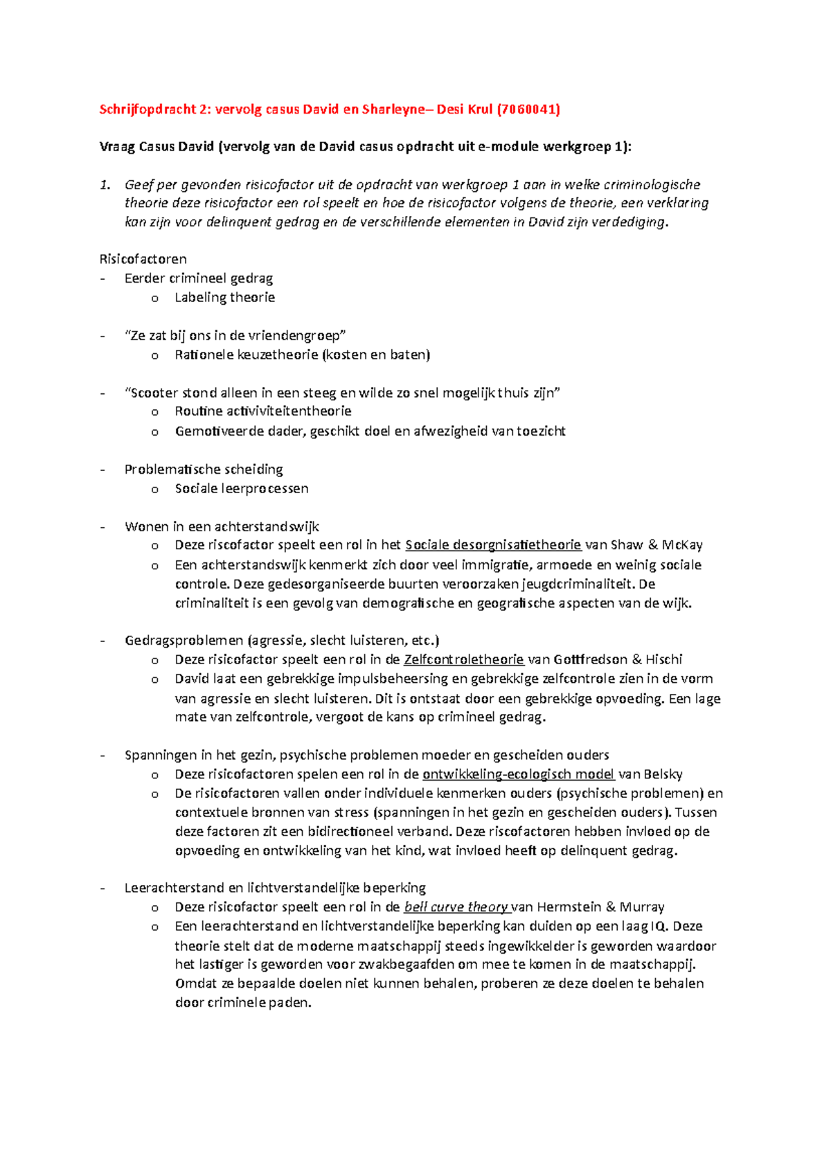 Schrijfopdracht 2: Casus David en Sharleyne Analyse van Risicofactoren ...