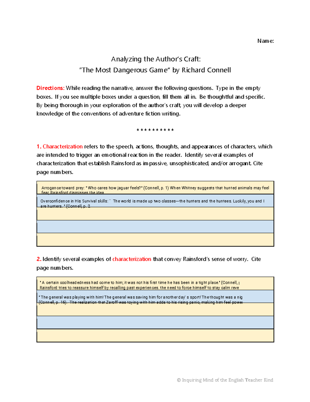 Kami Export - Prewriting Craft Analysis Activity - The Most Dangerous ...