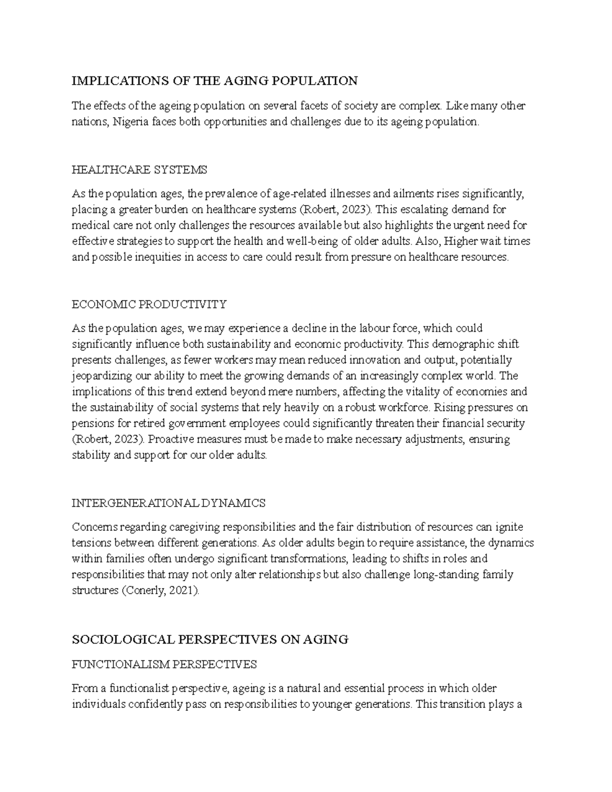 IMPLICATIONS OF AGING POPULATION ON SOCIETY: A SOCIOLOGICAL STUDY - Studocu