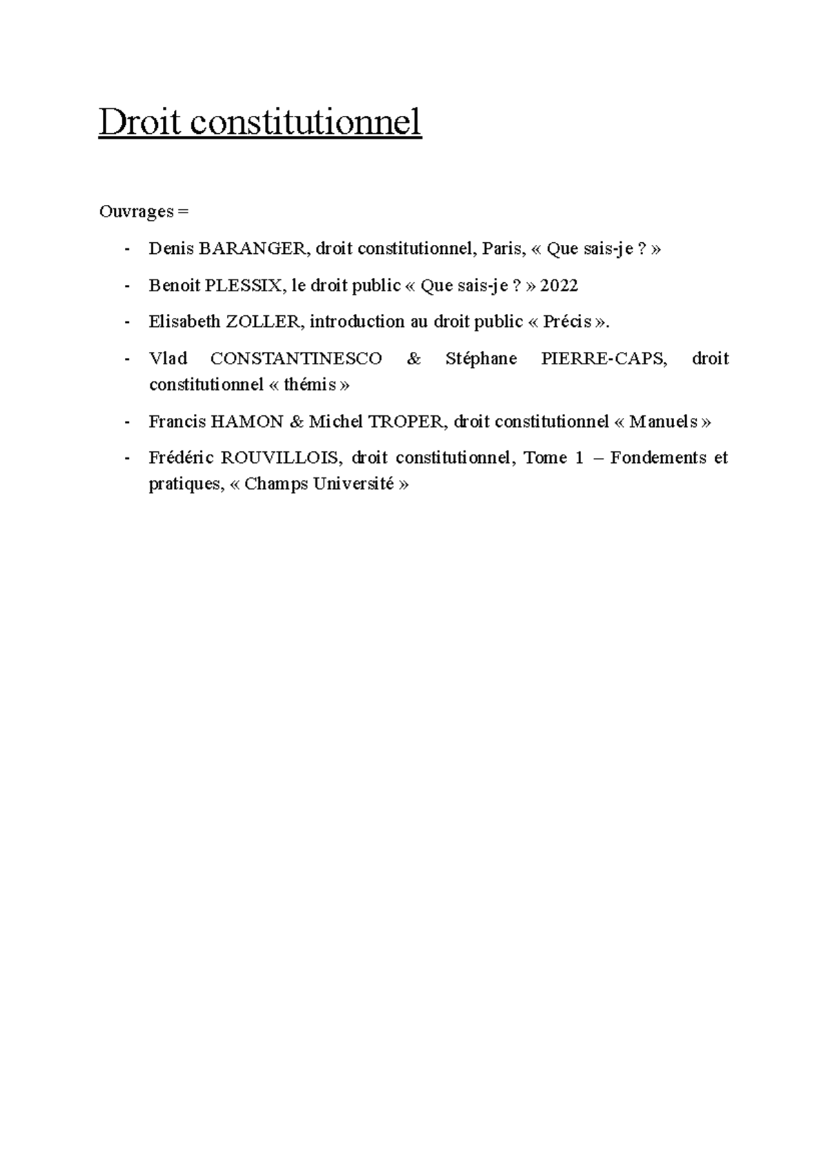 Droit constitutionnel Cours 1 - Droit constitutionnel Ouvrages ...