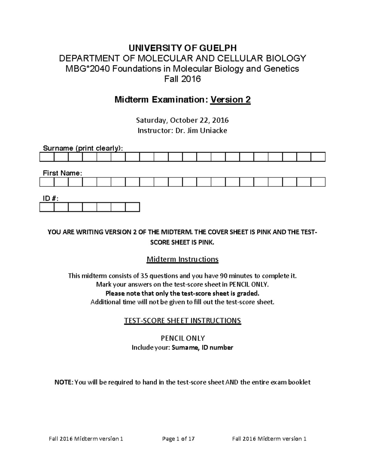 MBG*2040 Midterm Exam V2 with Solutions and Instructions - Studocu
