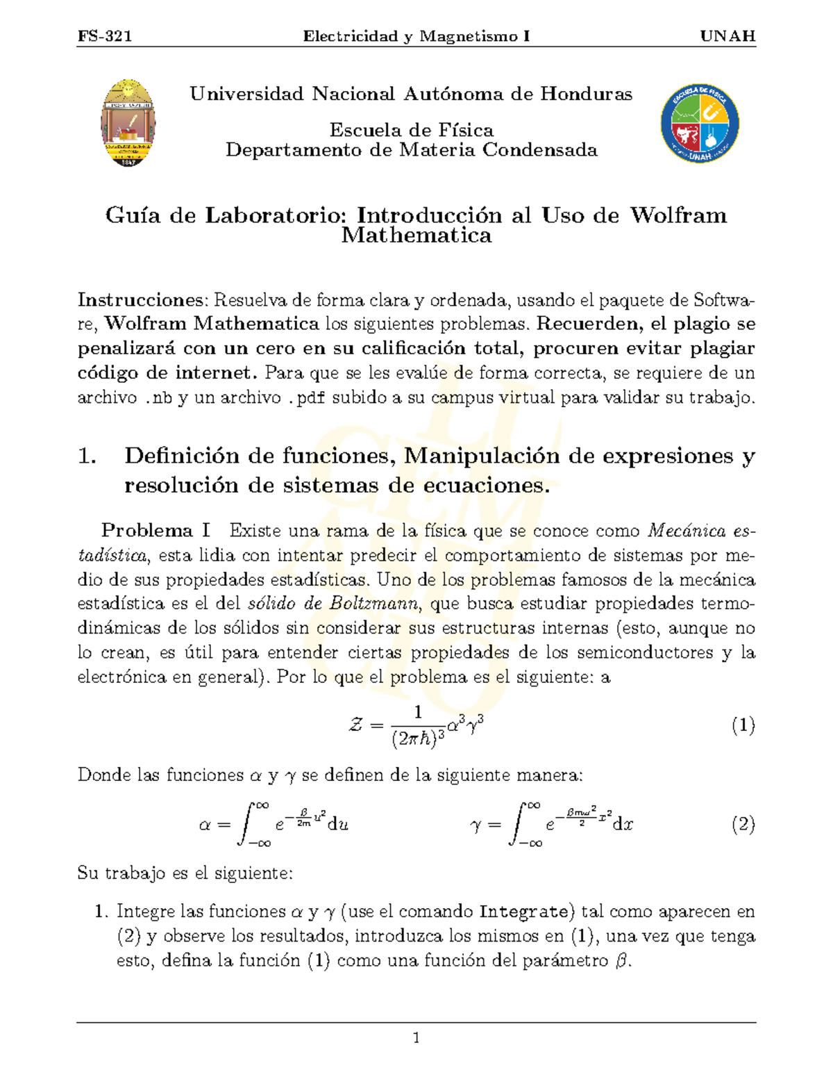 Guia FS 321 - Laboratorio: Uso de Wolfram Mathematica y Ejercicios - Studocu