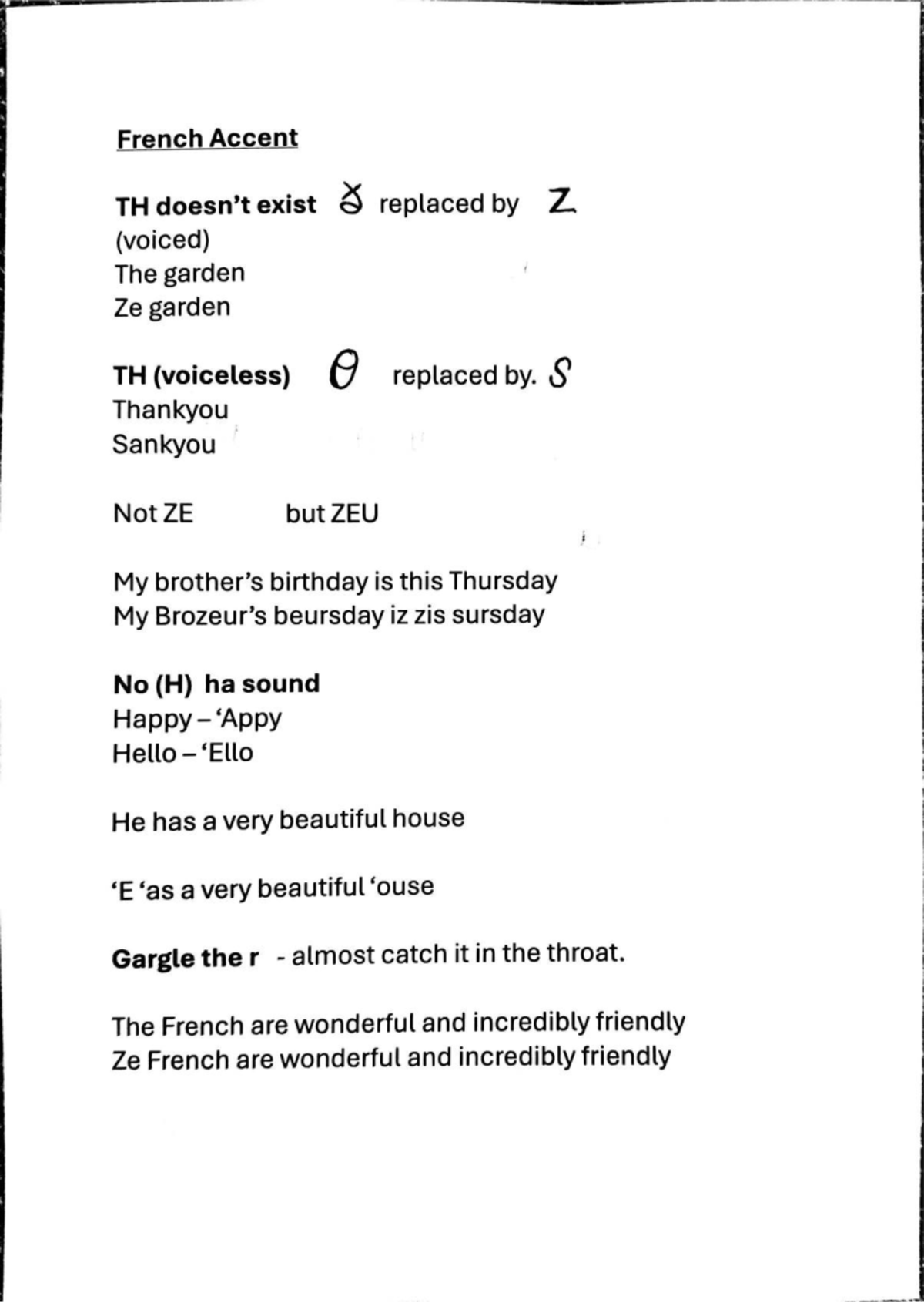 French Accent Notes: Voiced & Voiceless Sounds - Studocu