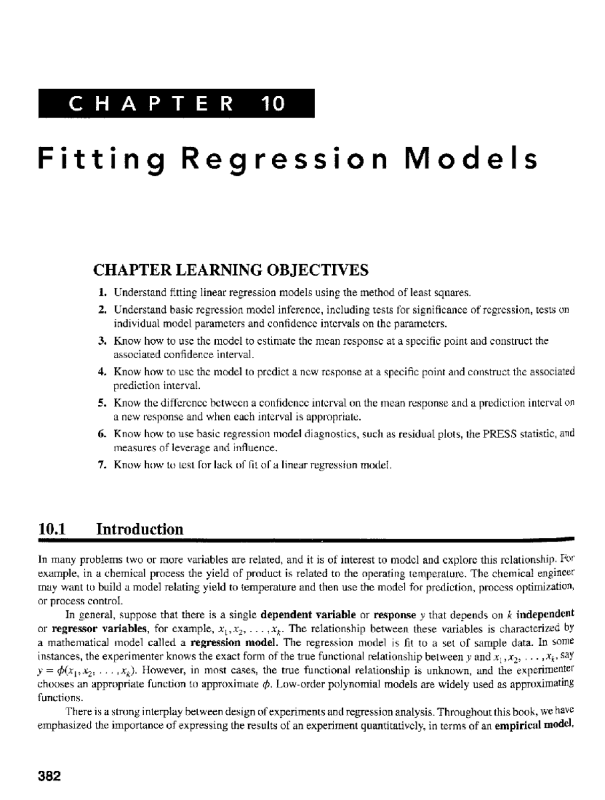 Fitting Linear Regression Models - Chapter 10 (Montgomery) - Studocu