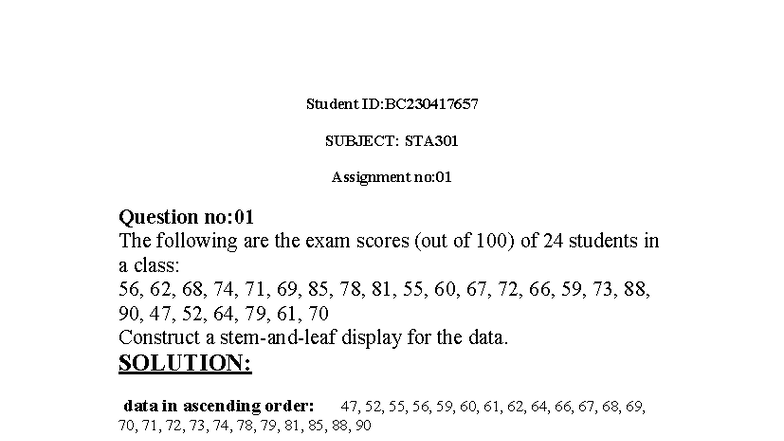Stat301 Assignment 1: Data Analysis & Correlation Solutions - Studocu