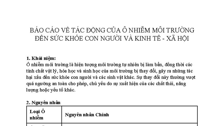 GDMT - so kiy - BÁO CÁO VỀ TÁC ĐỘNG CỦA Ô NHIỄM MÔI TRƯỜNG ĐẾN SỨC KHỎE ...