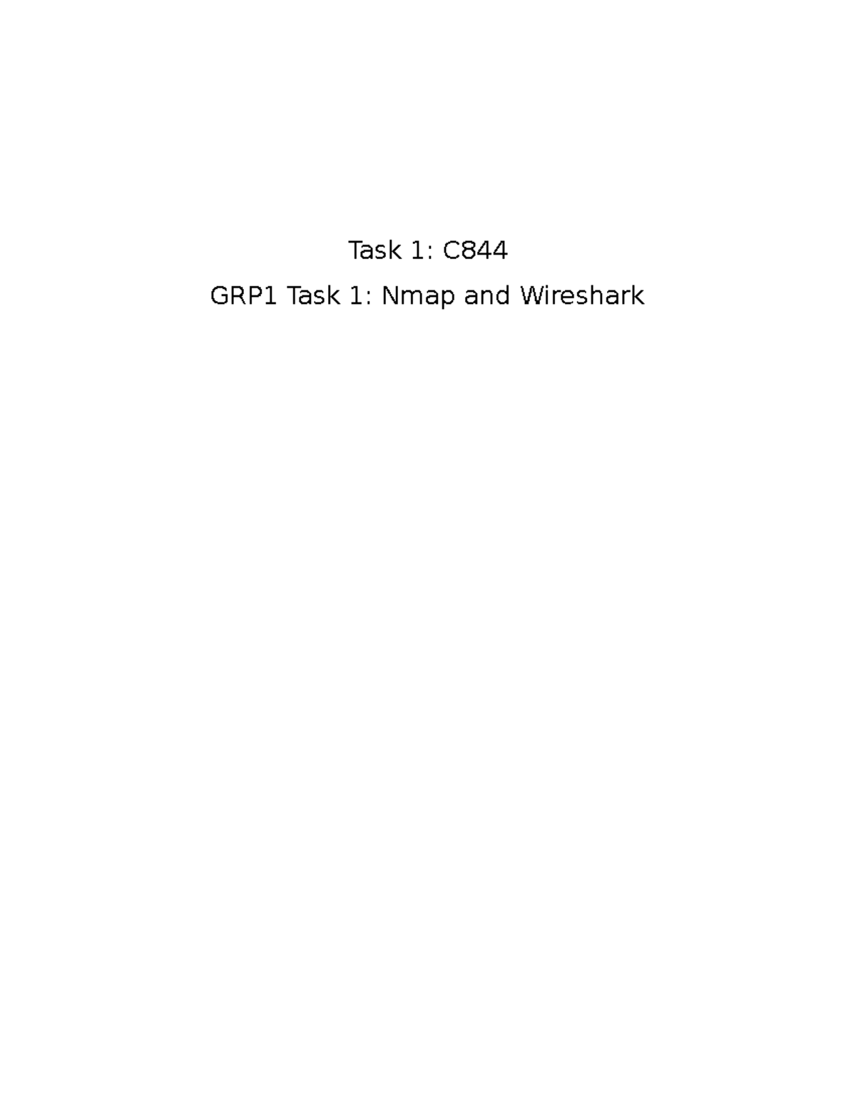 Task 1 C844: Nmap & Wireshark Analysis of Network Vulnerabilities - Studocu
