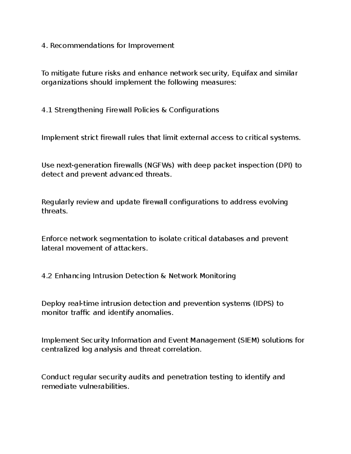 Group 2 In-class Assignment: Recommendations for Network Security - Studocu