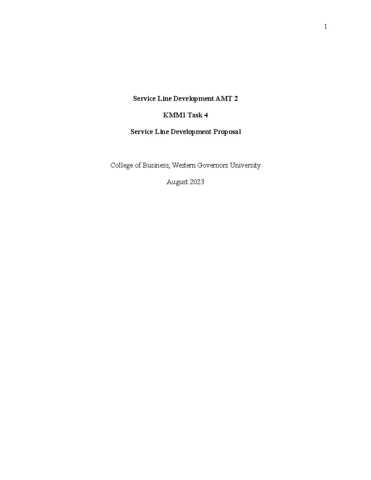 AMT2 Task 3 - task 3 - Running head: SERVICE LINE DEVELOPMENT Service ...