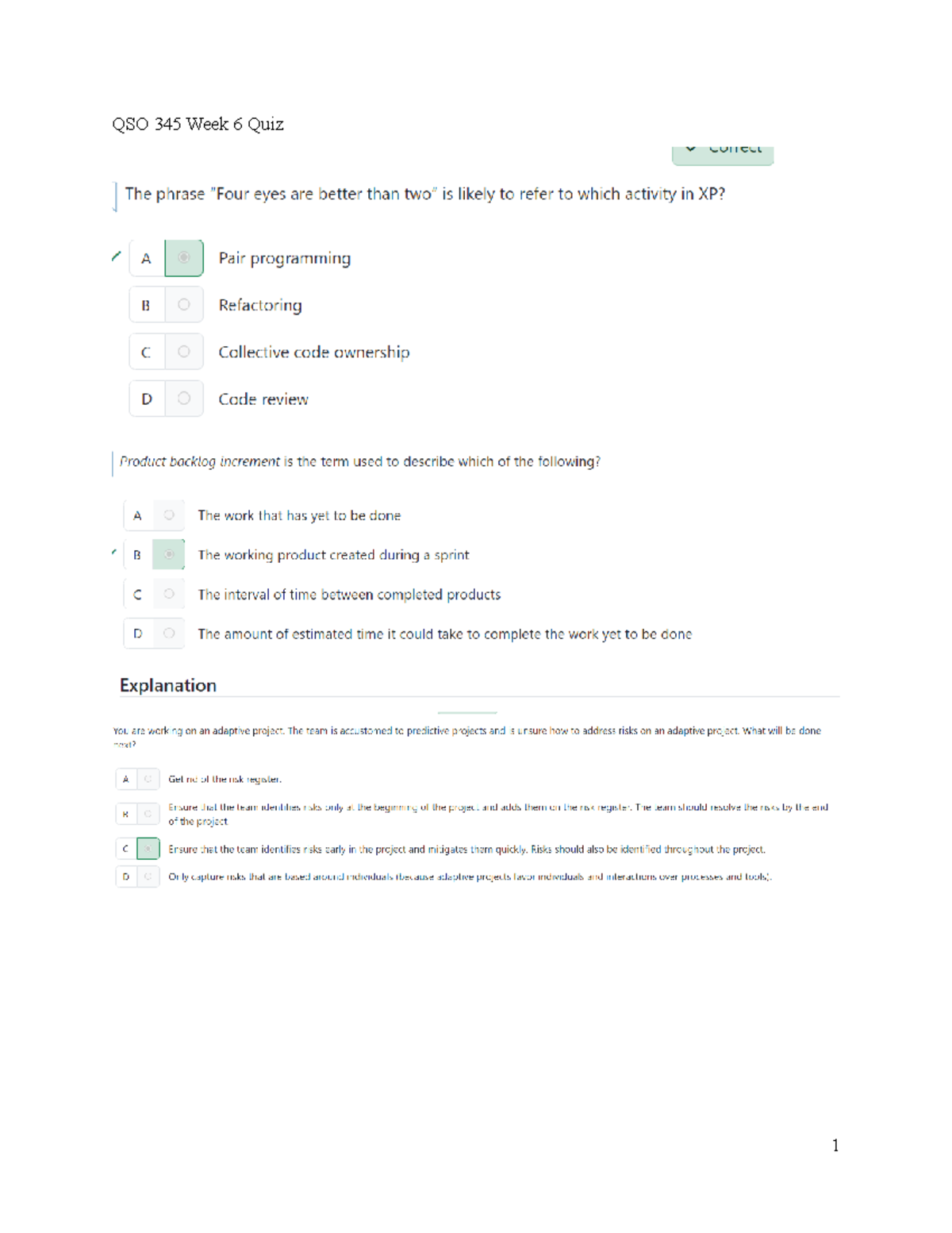 QSO 345 Final Quiz 6 Answers and Explanations for Week 6 - Studocu