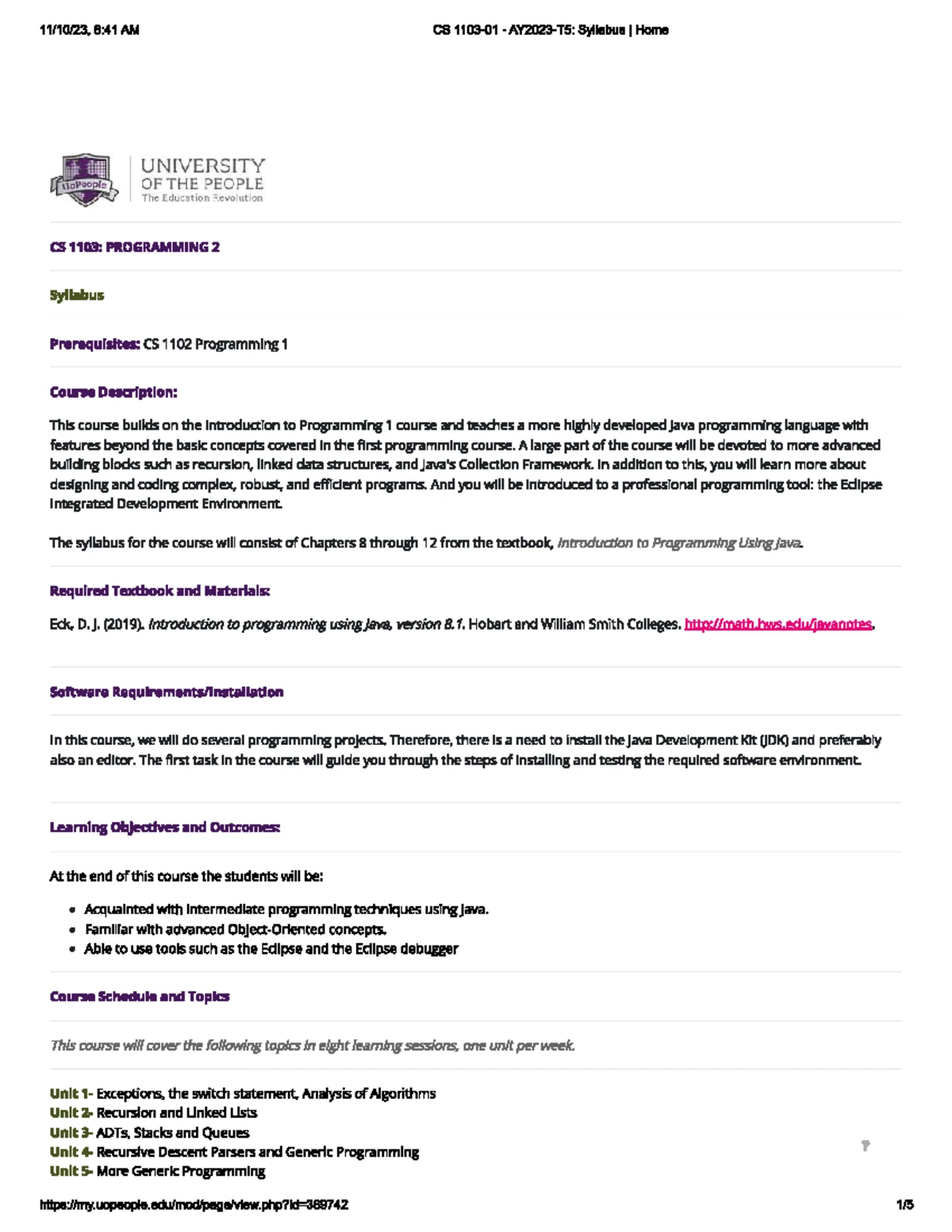 CCS0003 - Computer Programming 1 (Lec) Syllabus - COURSE CODE COURSE ...